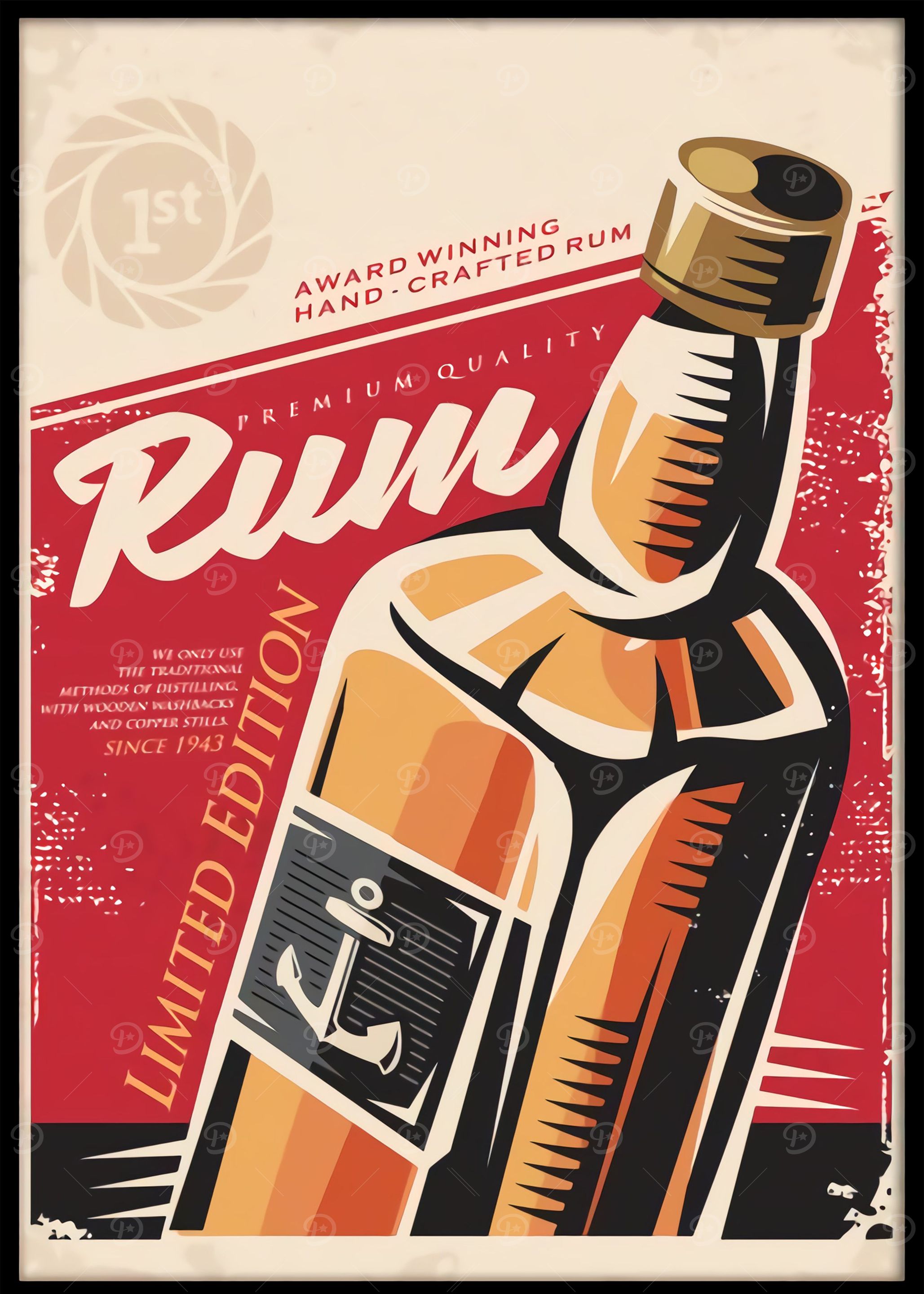 'Rum Vintage' Poster, picture, metal print, paint by Robert LAN | Displate