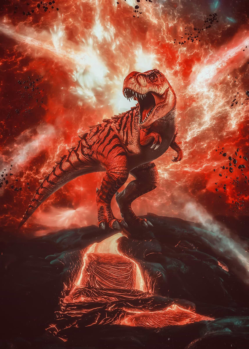 'Volcanic Eruption TRex' Poster, picture, metal print, paint by Gen Z ...