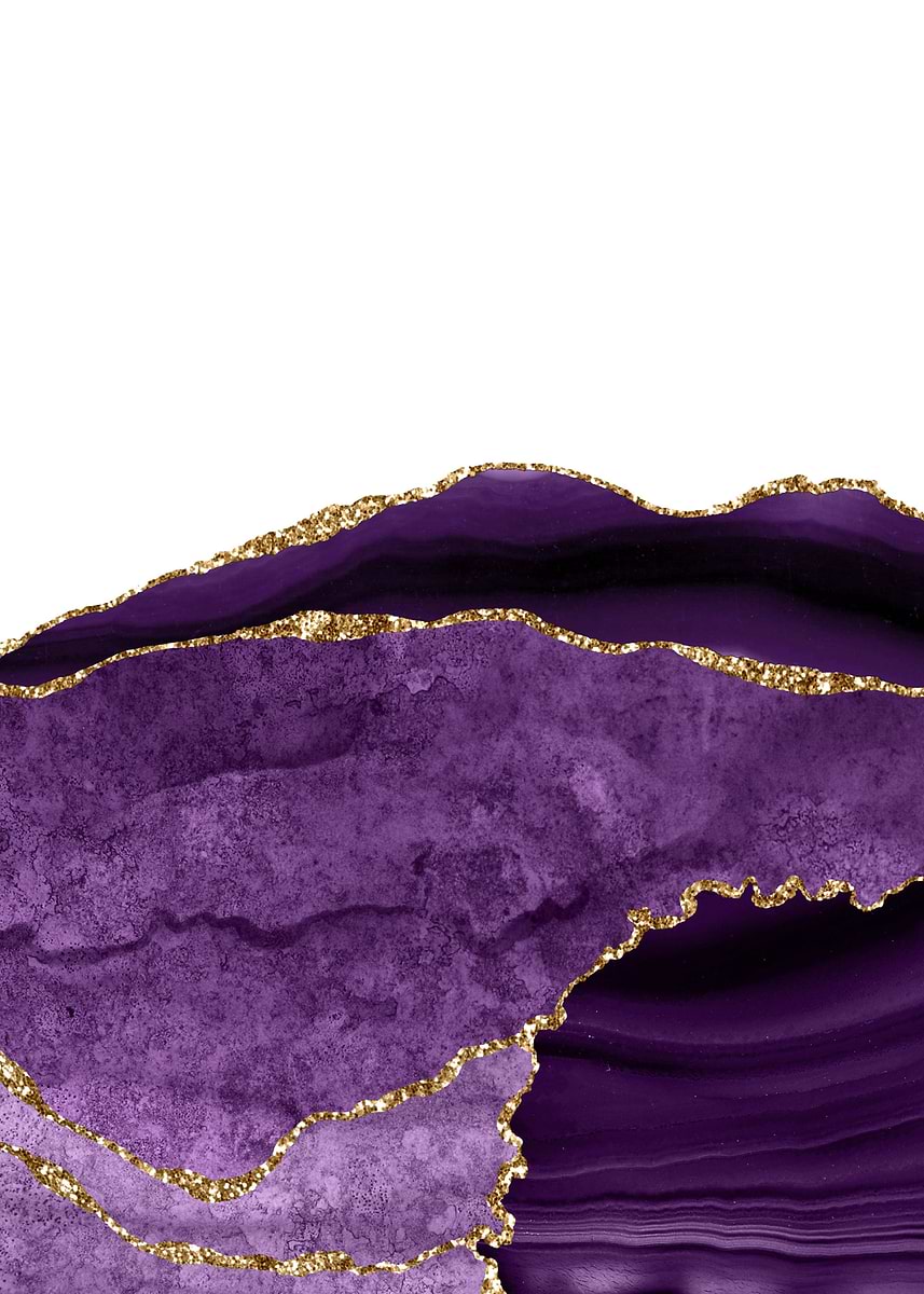 'Purple Gold Agate Text 24' Poster, picture, metal print, paint by ...