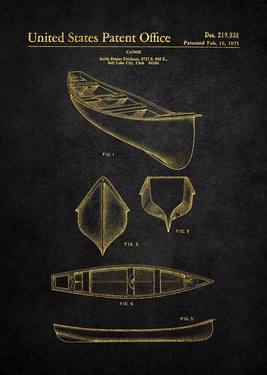 '11 Canoe Patent Print' Poster, picture, metal print, paint by Tara ...