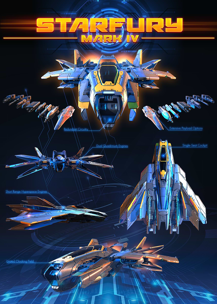 'StarFury Mark IV Blueprint' Poster, picture, metal print, paint by ...