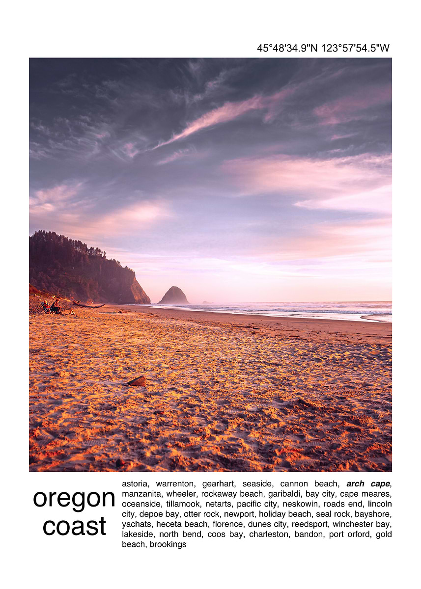 'Sunset on the Oregon Coast' Poster, picture, metal print, paint by ...