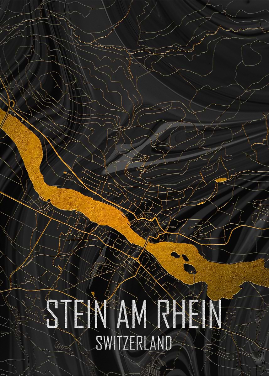 'Stein am Rhein Map' Poster, picture, metal print, paint by Coconut ...
