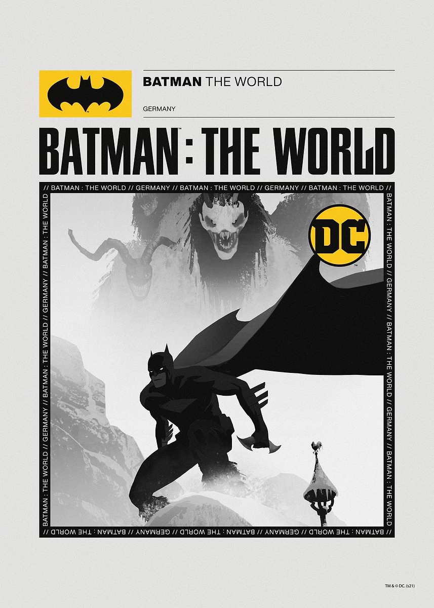 'Batman The World BW Germany' Poster, picture, metal print, paint by DC ...