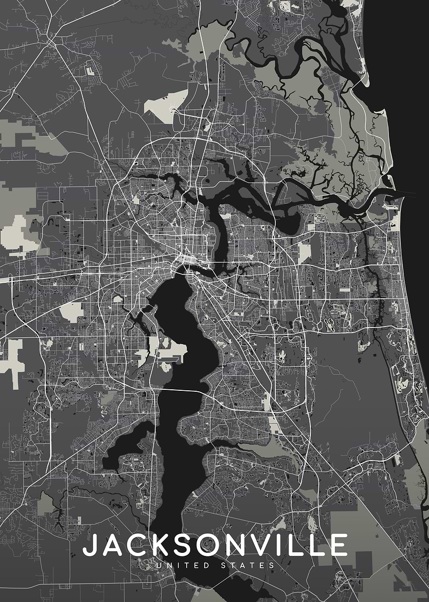 'Jacksonville' Poster, picture, metal print, paint by mapsies | Displate