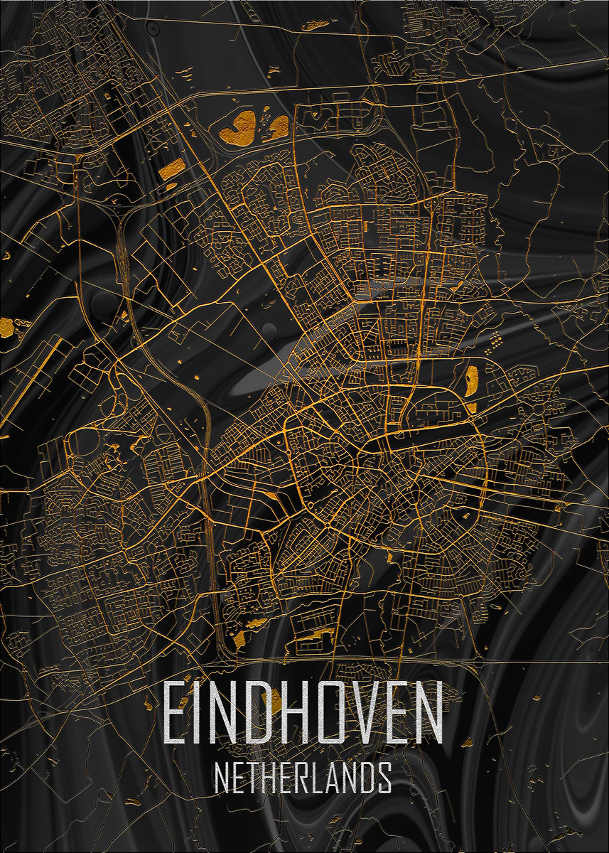 'Eindhoven Netherlands Map' Poster, picture, metal print, paint by ...
