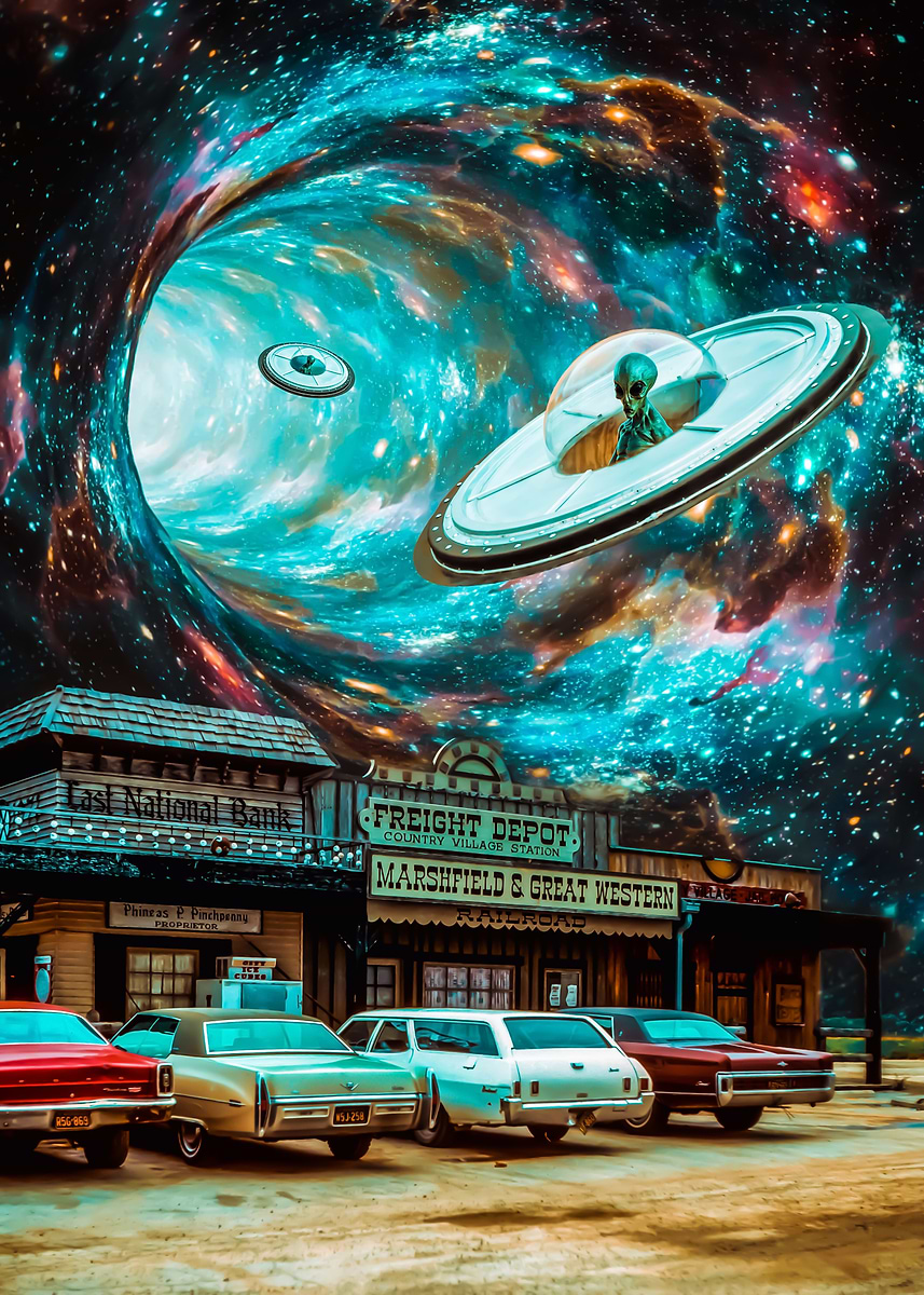 'Western Invasion Aliens' Poster, picture, metal print, paint by Gen Z ...