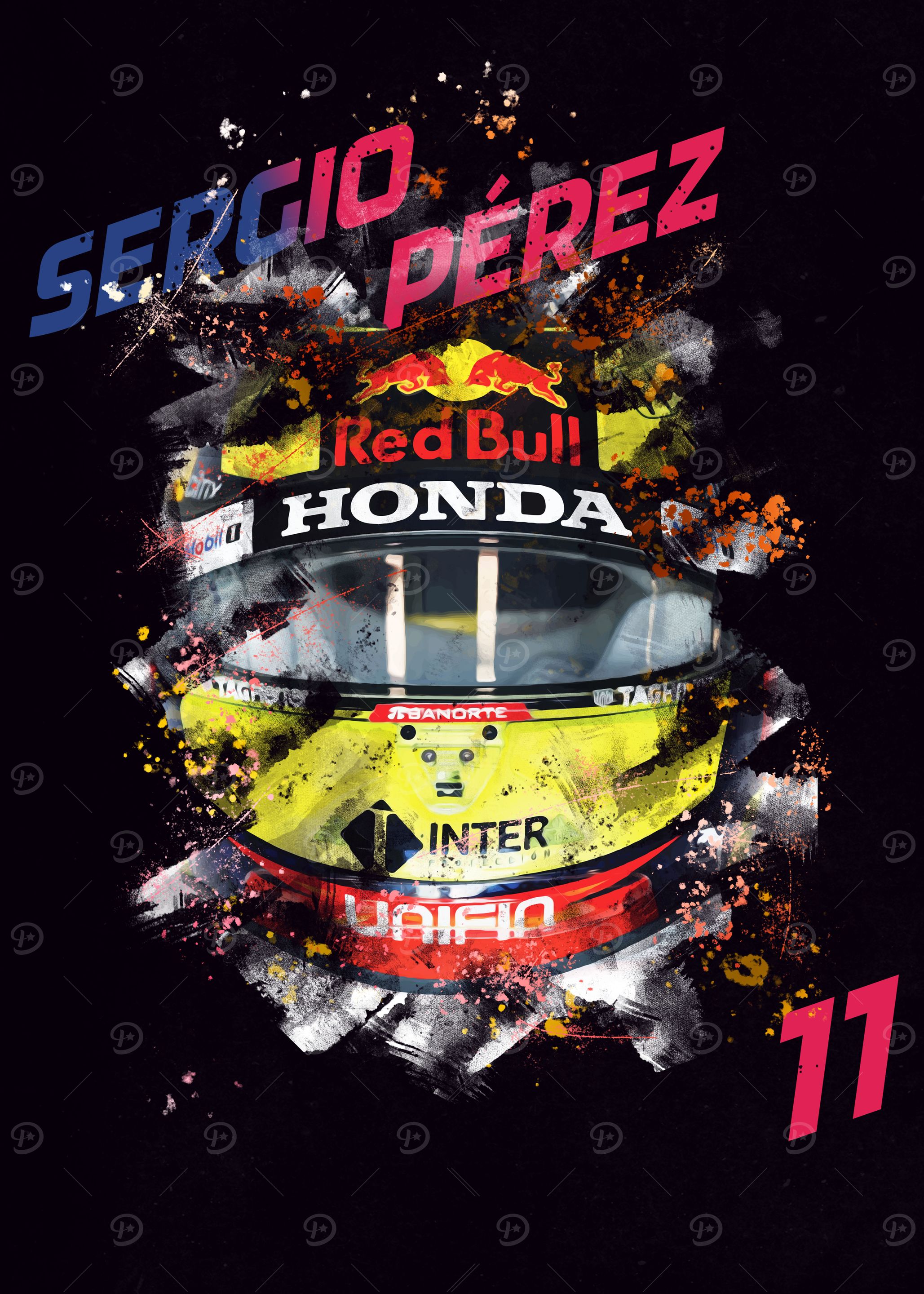 'Sergio Perez Formula 1' Poster, picture, metal print, paint by The ...