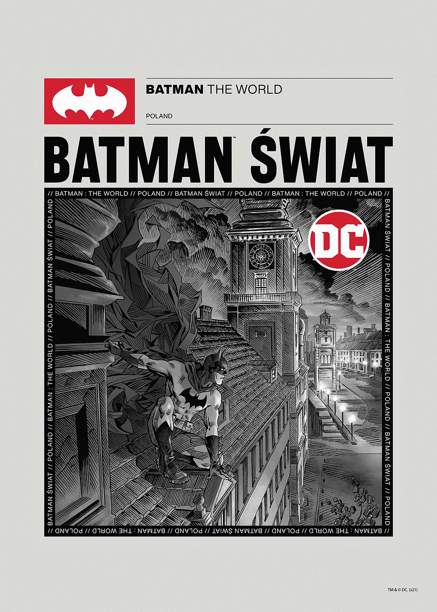 'Batman The World BW Poland' Poster, picture, metal print, paint by DC ...