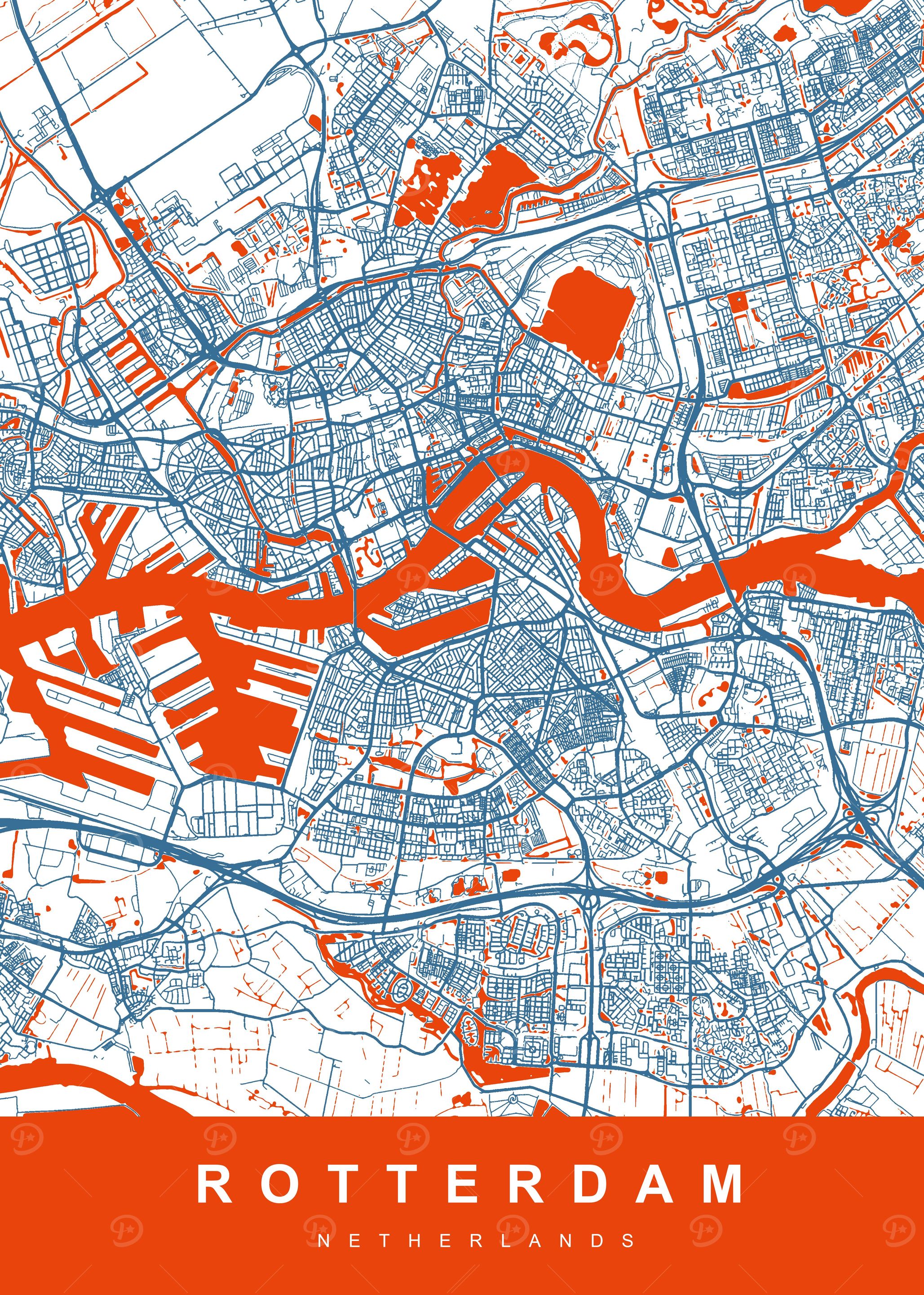 'ROTTERDAM City Map' Poster, picture, metal print, paint by UrbanMaps ...