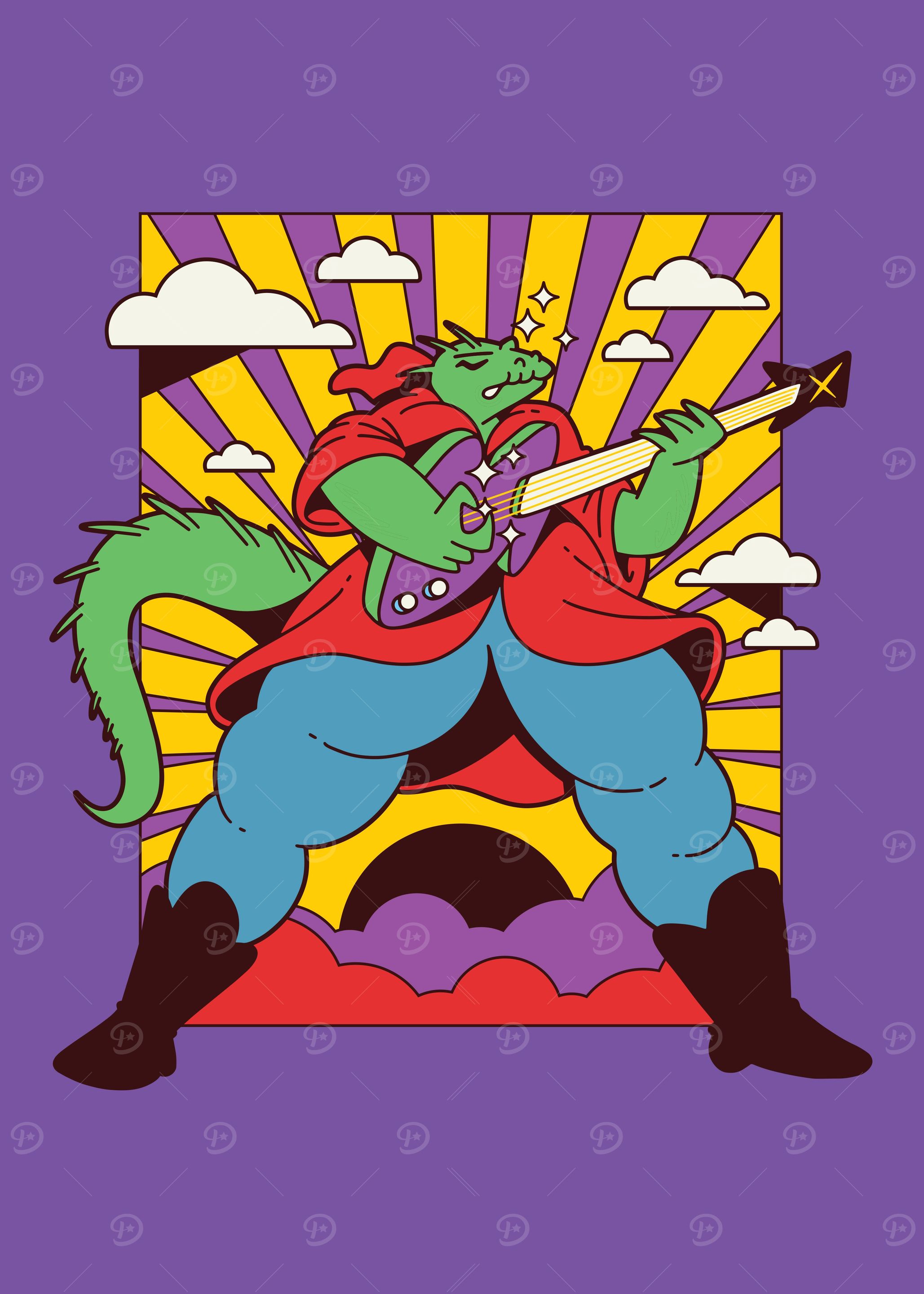 'Lizard rockstar' Poster, picture, metal print, paint by Simon Darren ...