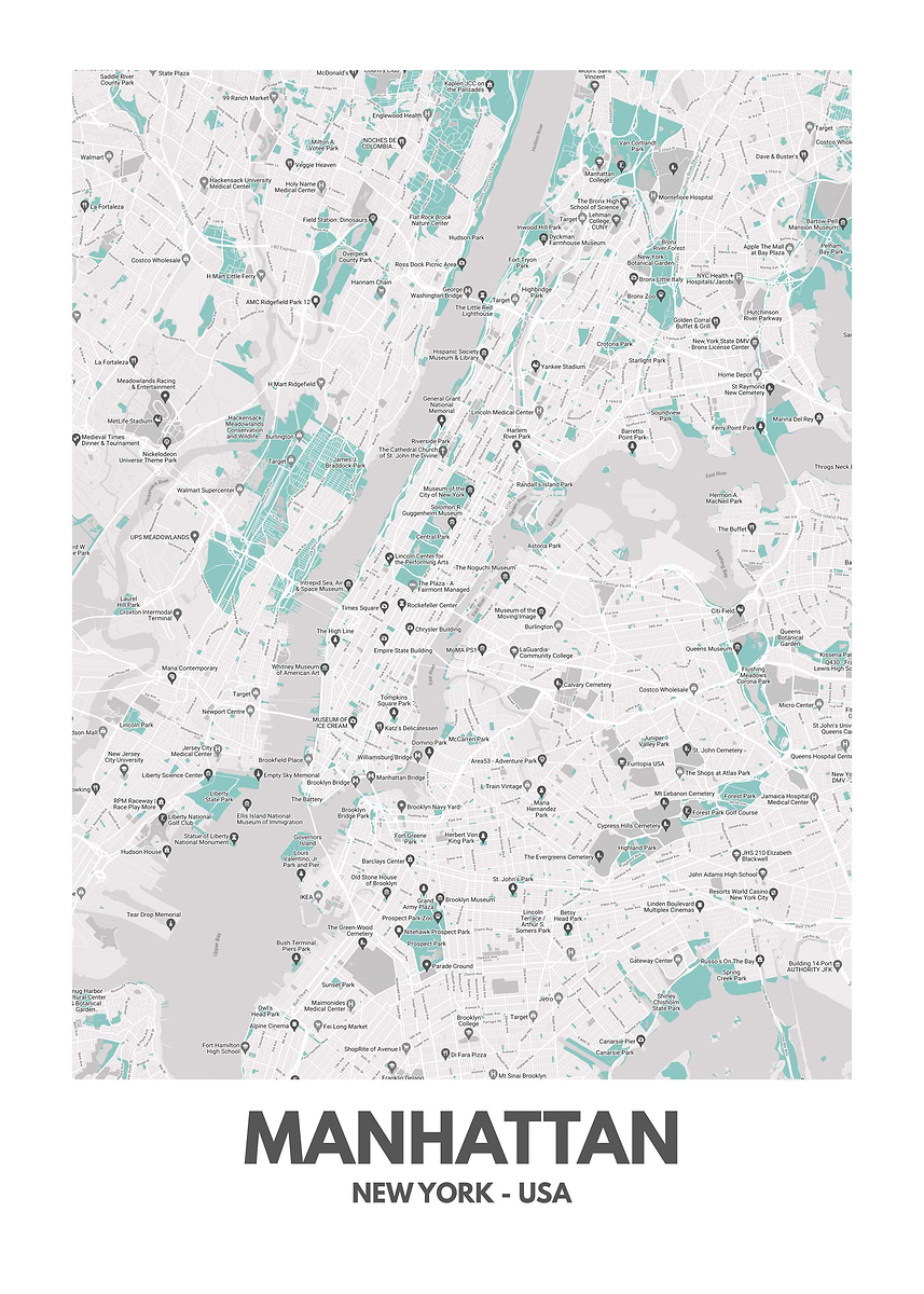 'Manhattan New York poster' Poster, picture, metal print, paint by ...