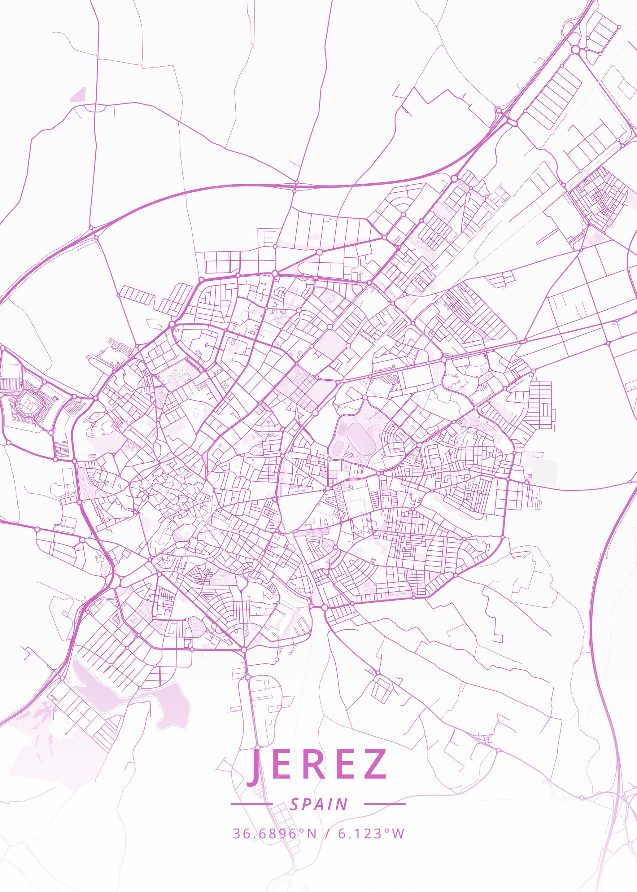 'Jerez Spain' Poster, picture, metal print, paint by Designer Map Art ...