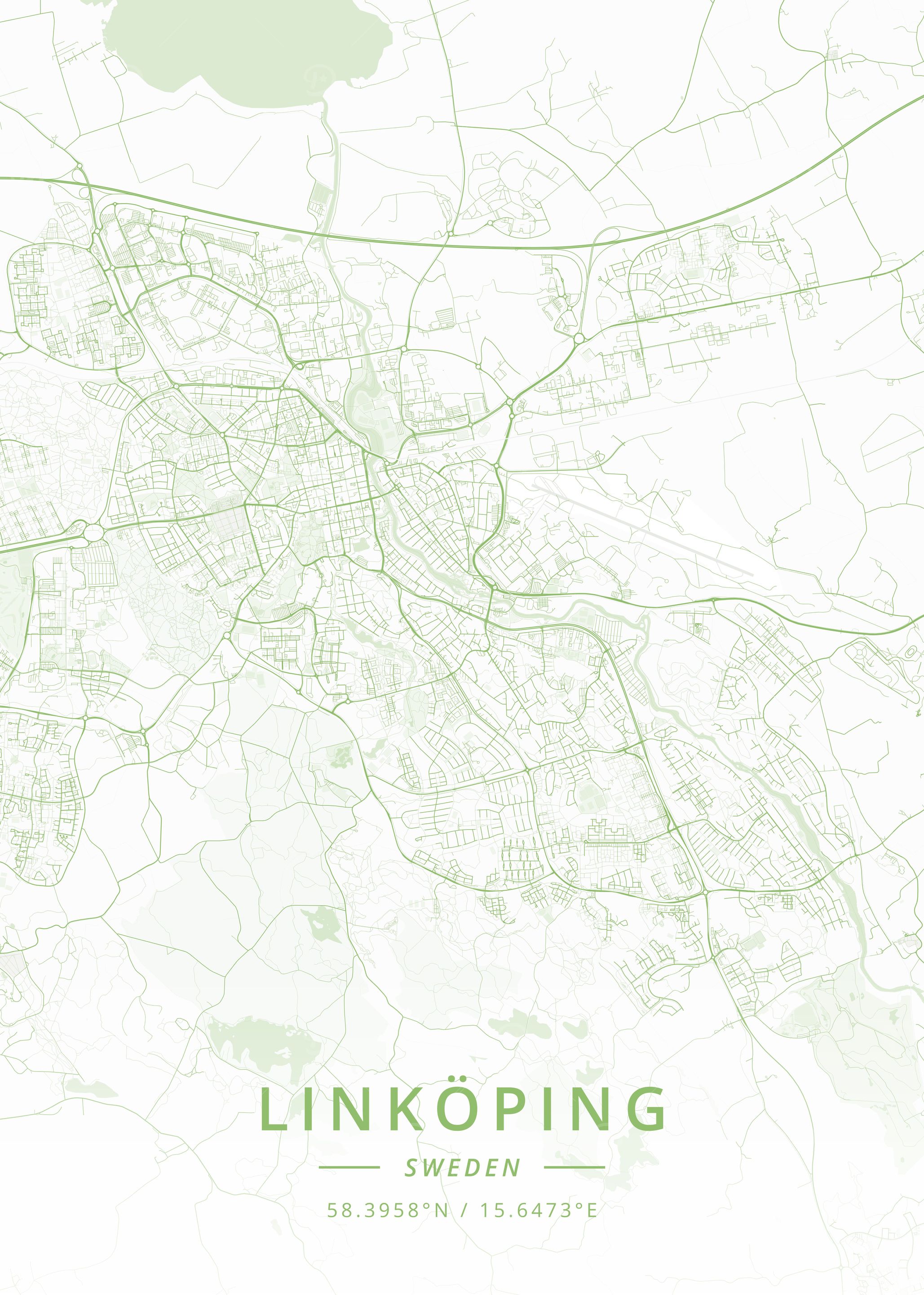 'Linkoping Sweden' Poster, picture, metal print, paint by Designer Map ...