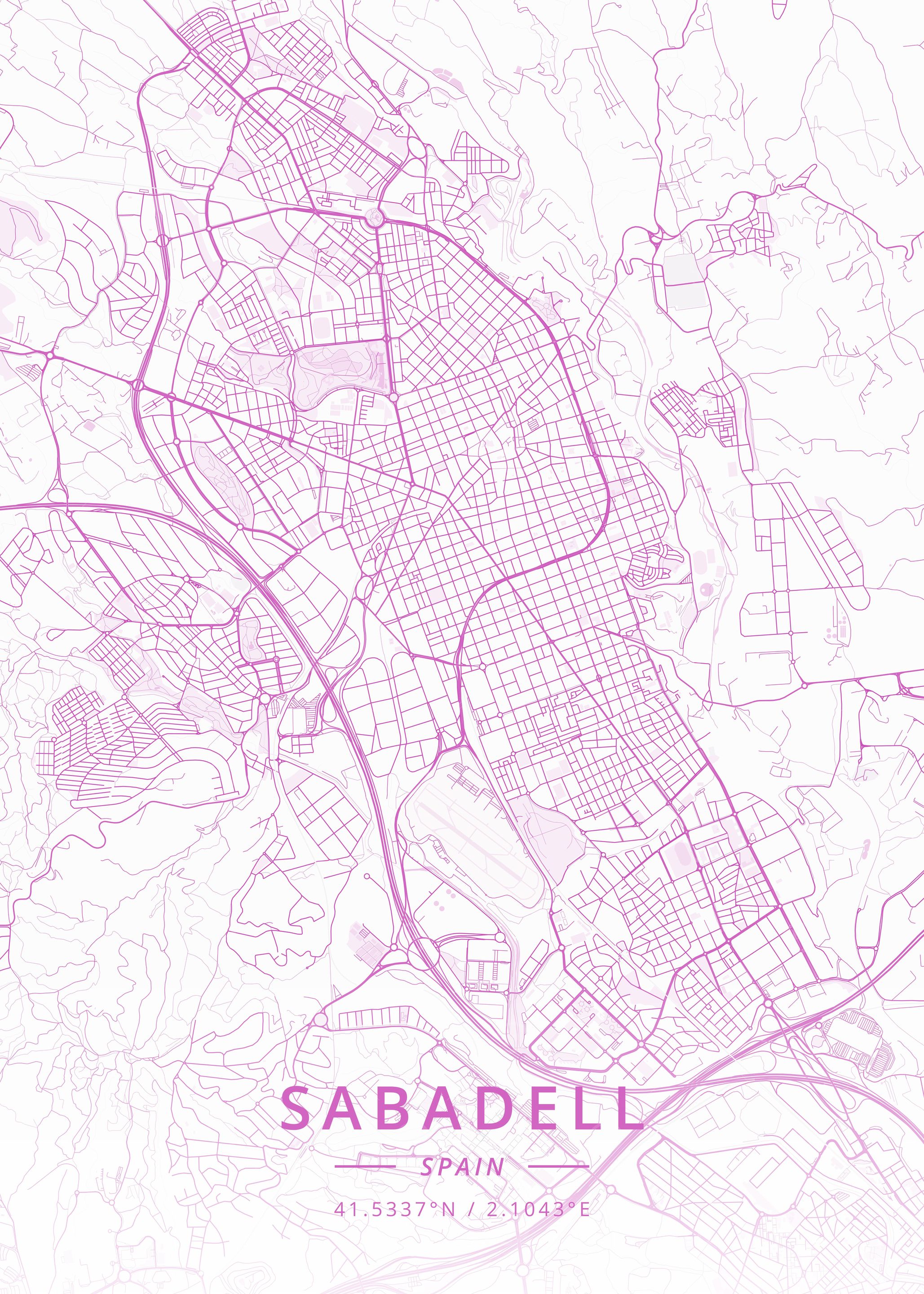 'Sabadell Spain' Poster, picture, metal print, paint by Designer Map ...