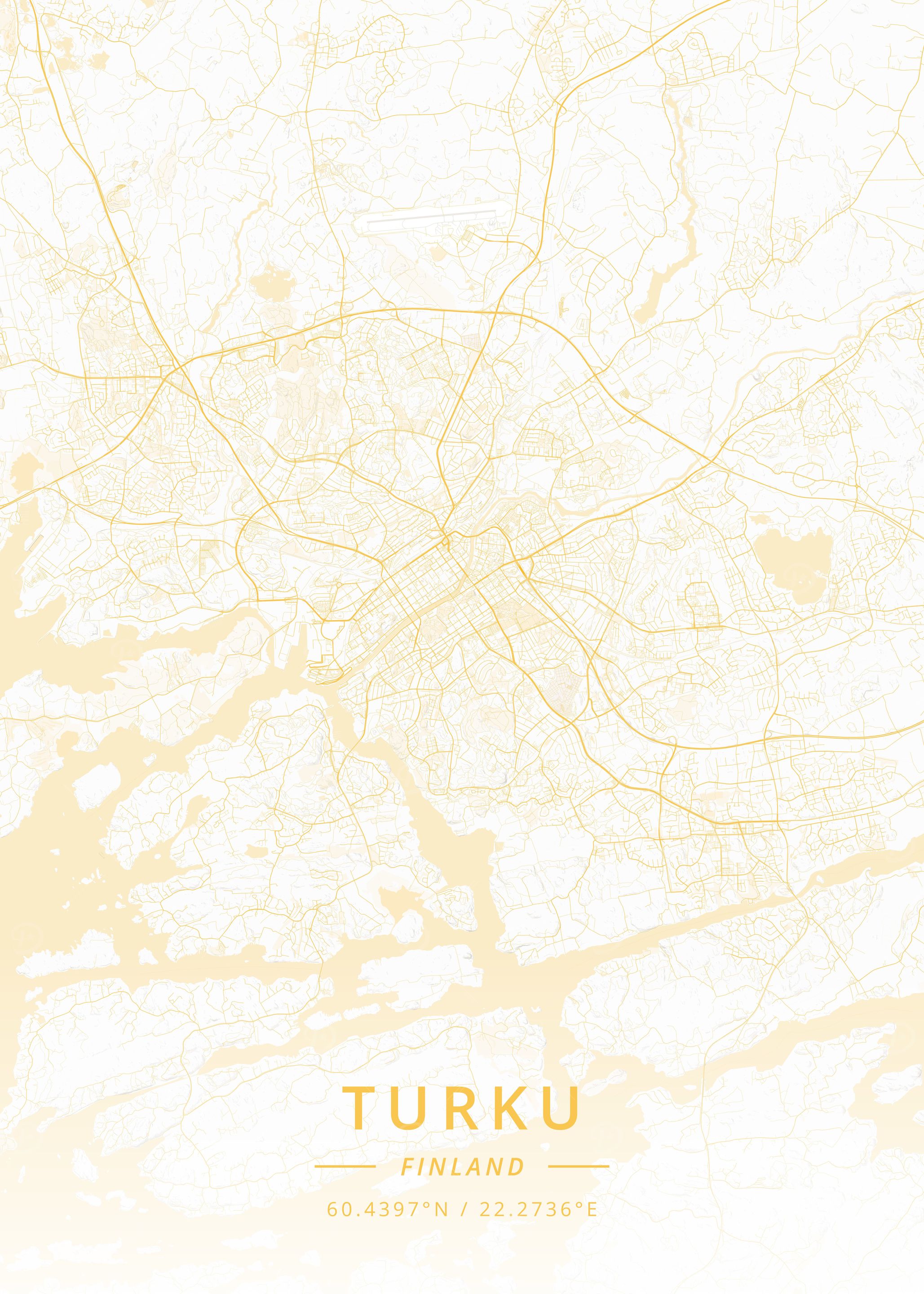 'Turku Finland' Poster, picture, metal print, paint by Designer Map Art ...