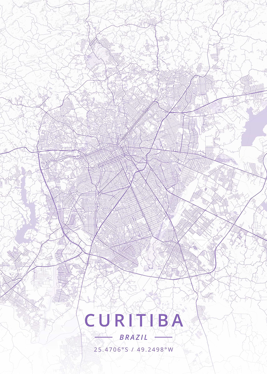 'Curitiba Brazil' Poster, picture, metal print, paint by Designer Map ...