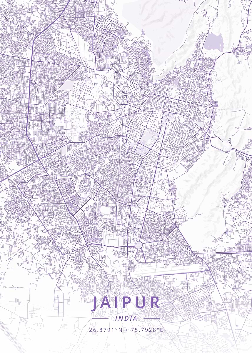 'Jaipur India' Poster, picture, metal print, paint by Designer Map Art ...