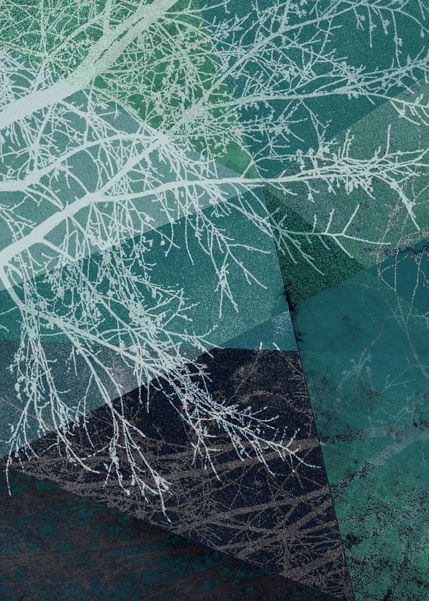 'P19 E1 TREES and TRIANGLES' Poster, picture, metal print, paint by Pia ...