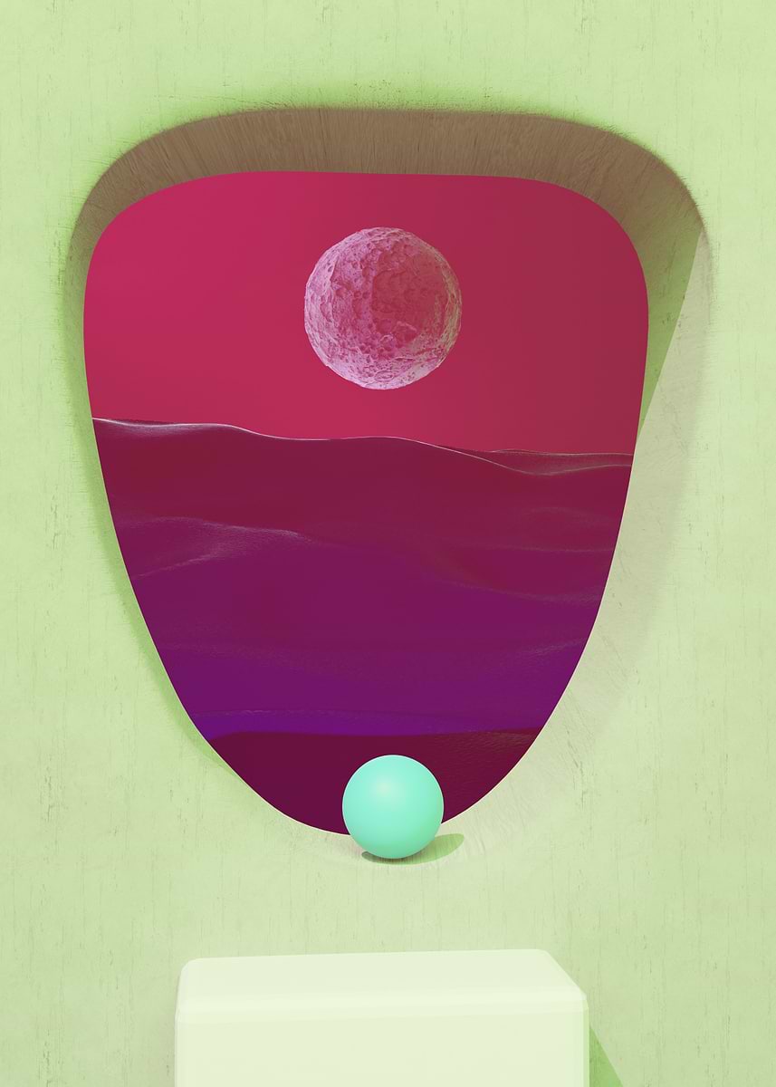 'Red Moon Window' Poster, picture, metal print, paint by Fake Face ...