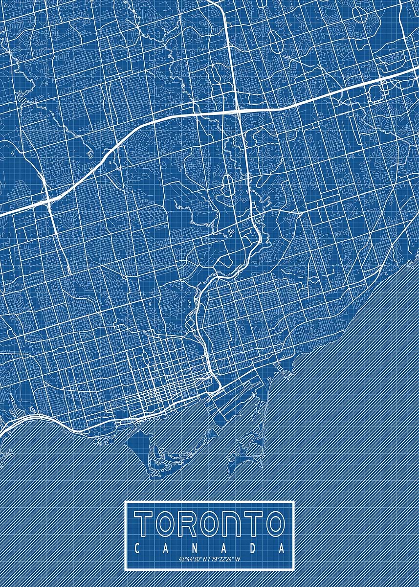 'Toronto City Map Blueprint' Poster, picture, metal print, paint by ...