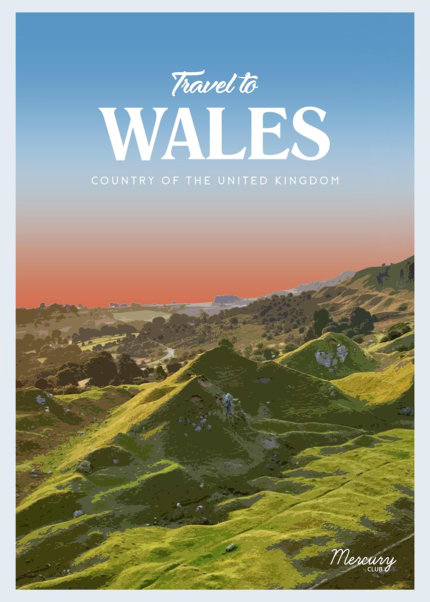 'Visit Wales' Poster, picture, metal print, paint by Mercury Club ...