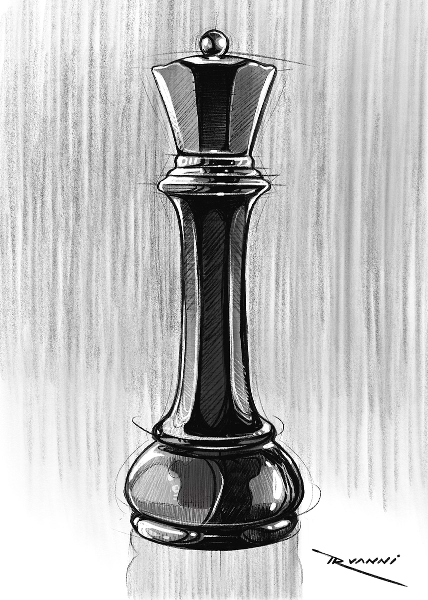 'Chess Queen Sketch II' Poster, picture, metal print, paint by Rodolfo ...