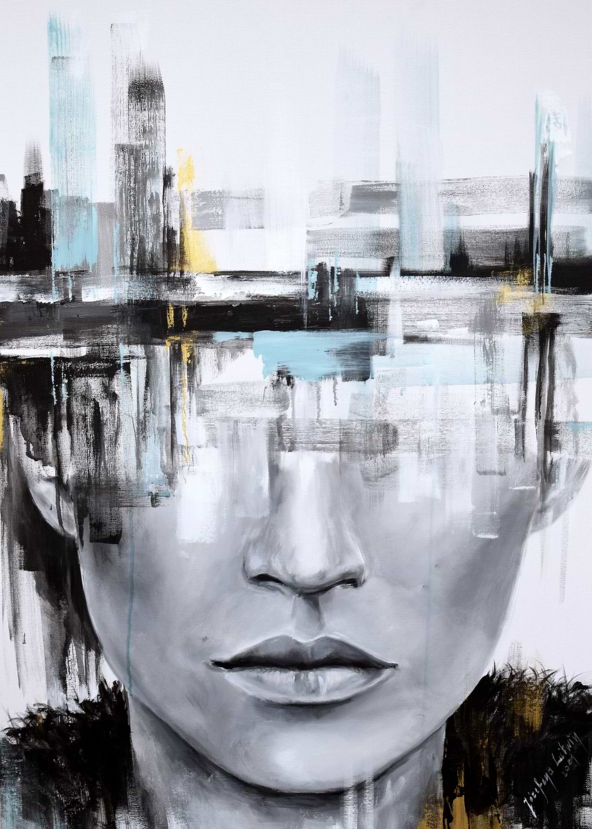 'Abstract city painting art' Poster, picture, metal print, paint by ...