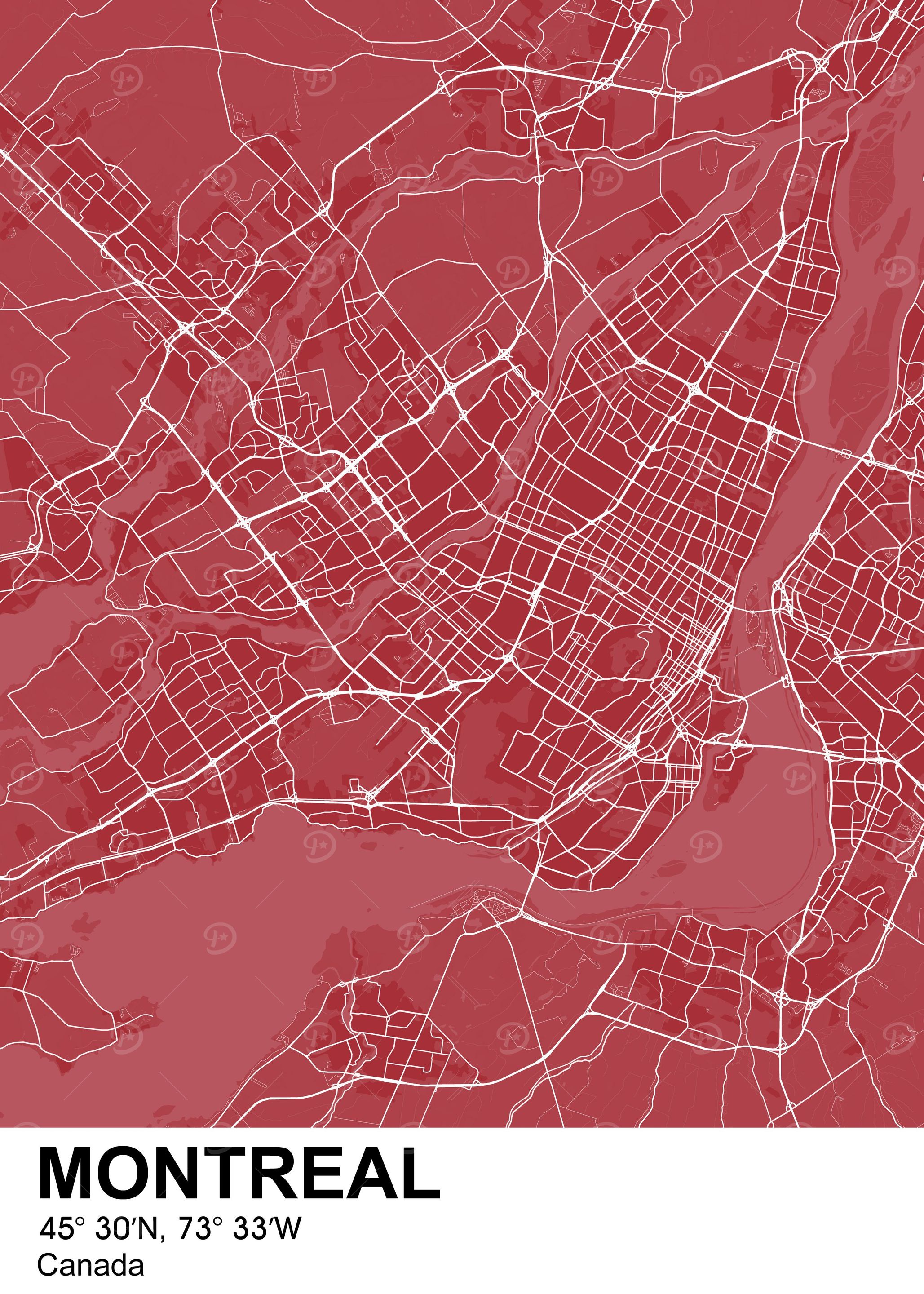 'montreal color city map' Poster, picture, metal print, paint by ...