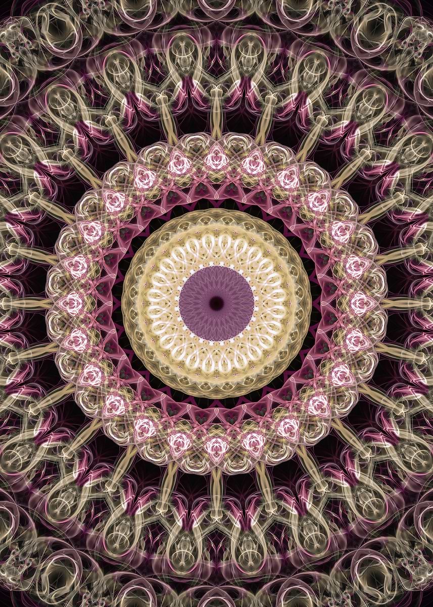 'Cream and cherry mandala' Poster, picture, metal print, paint by ...