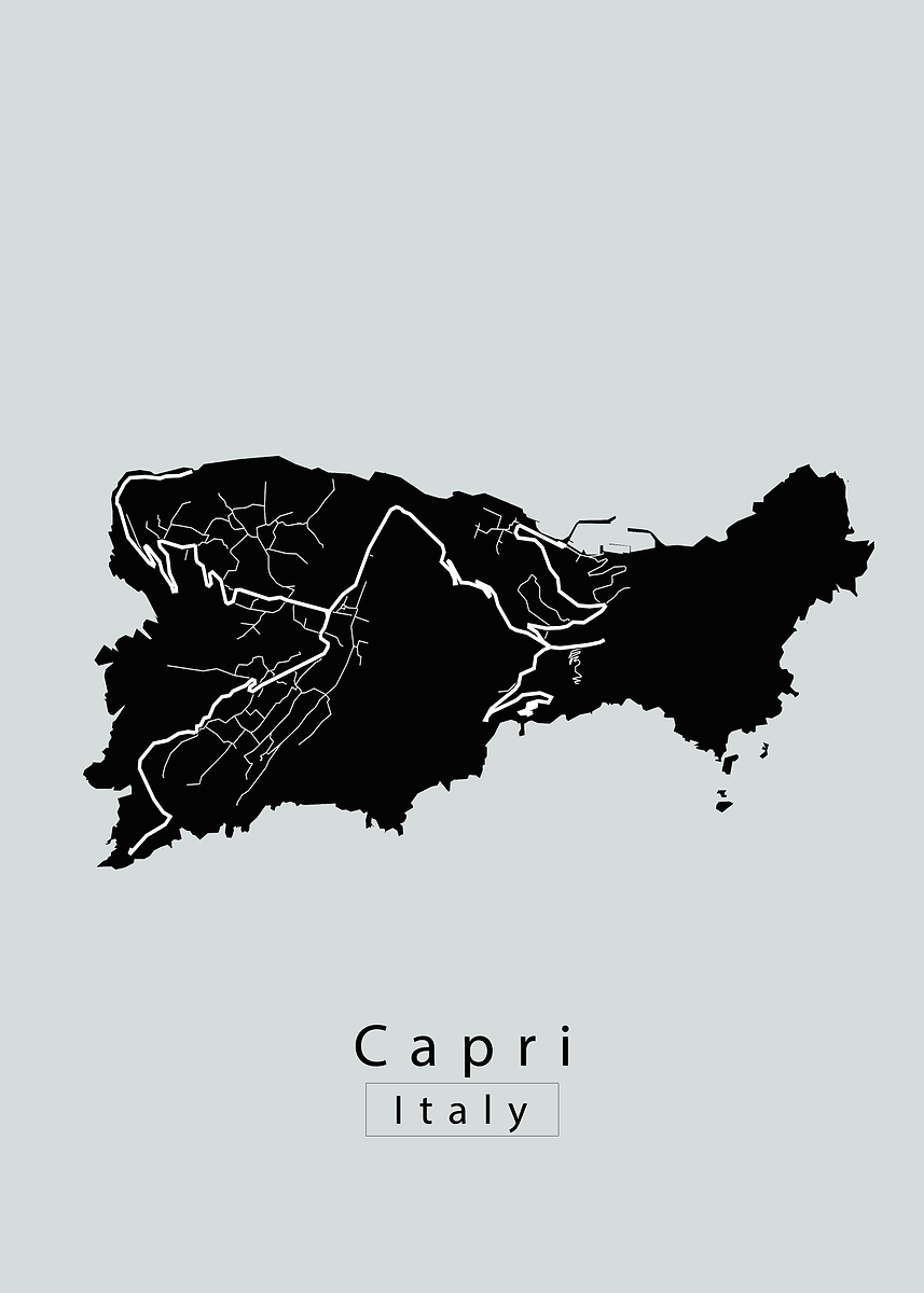 'Capri Island Map' Poster, picture, metal print, paint by Mapique ...