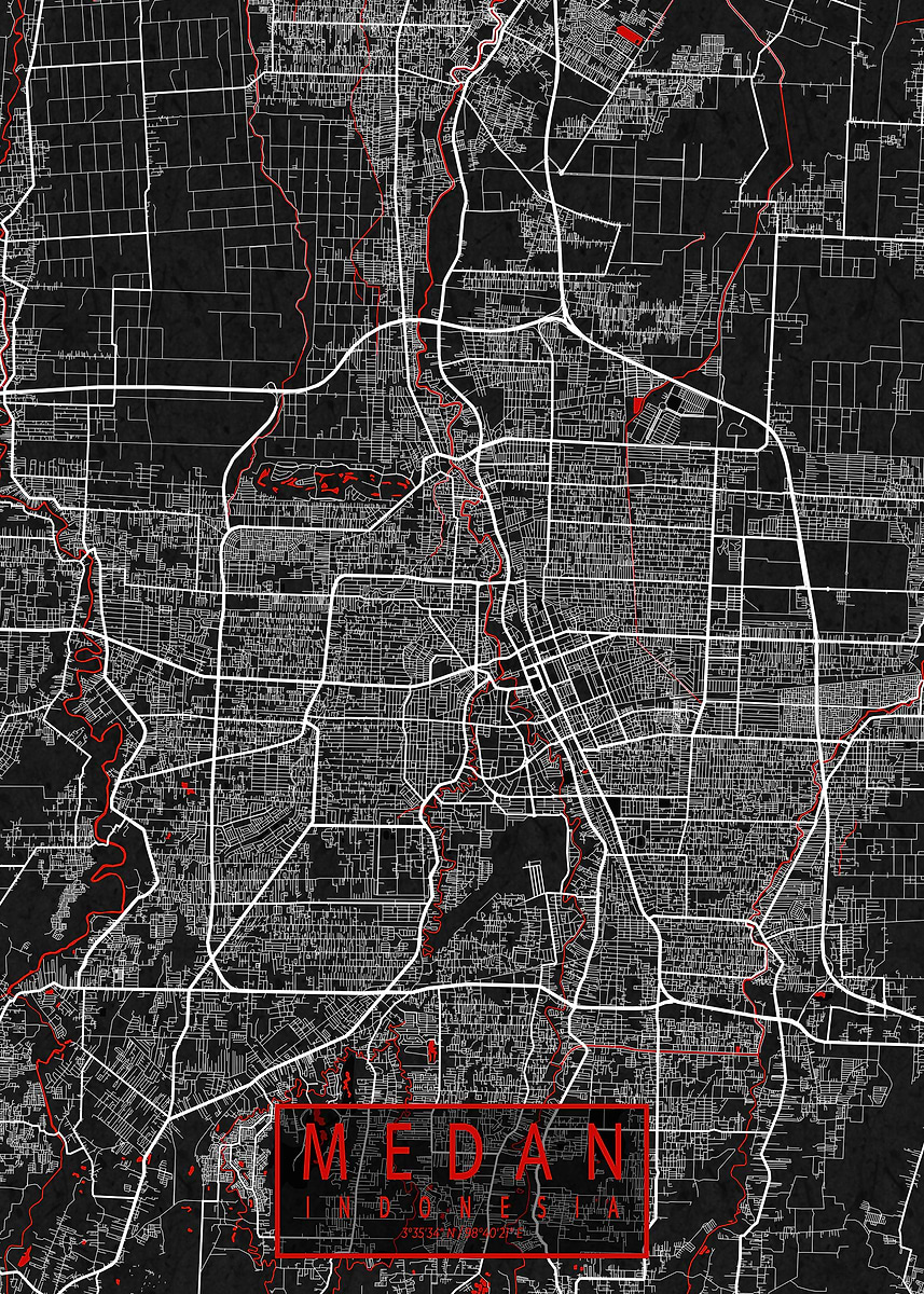 'Medan City Map Oriental' Poster, picture, metal print, paint by deMAP ...