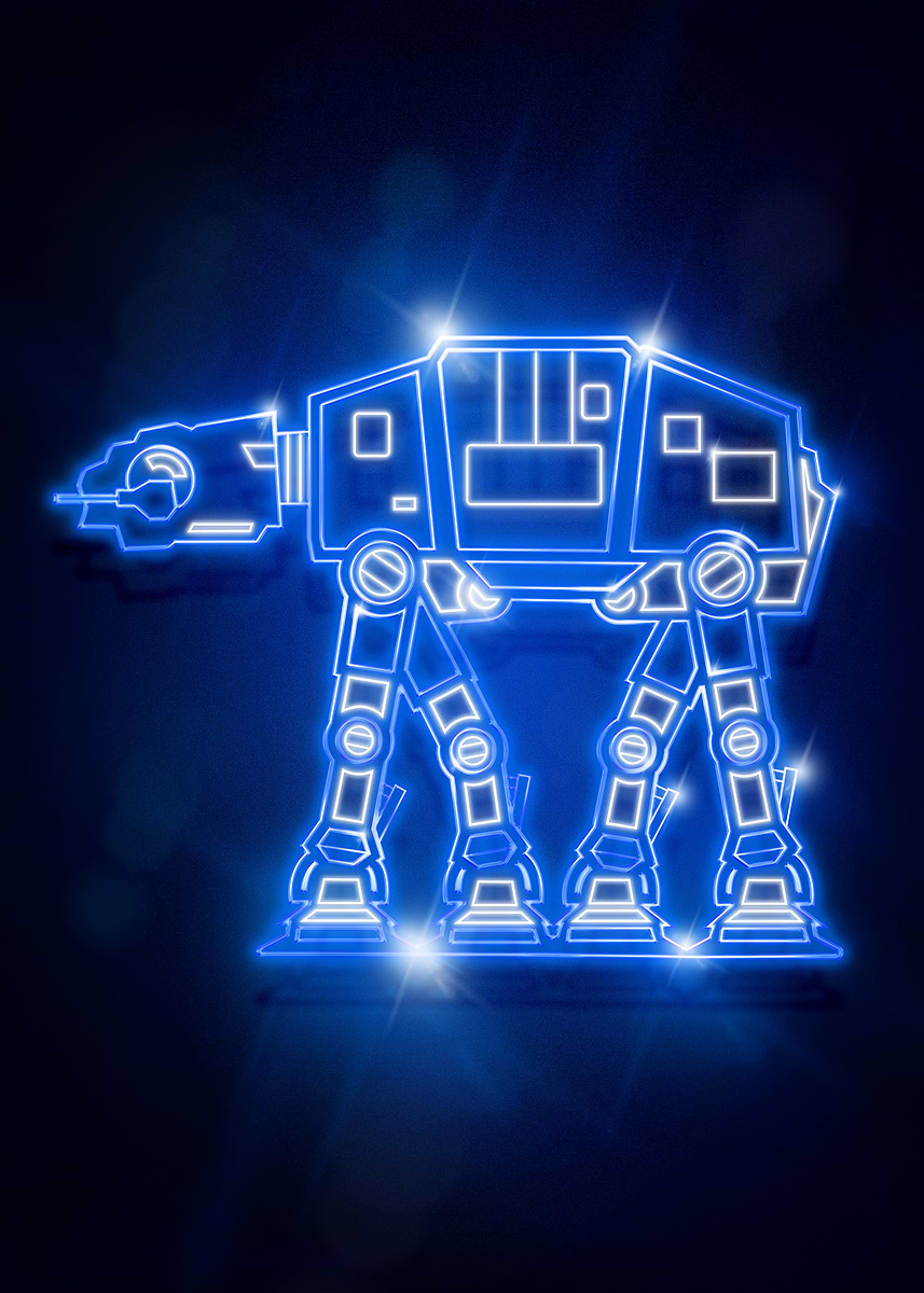 'AT-AT Walker neon' Poster, picture, metal print, paint by Star Wars ...
