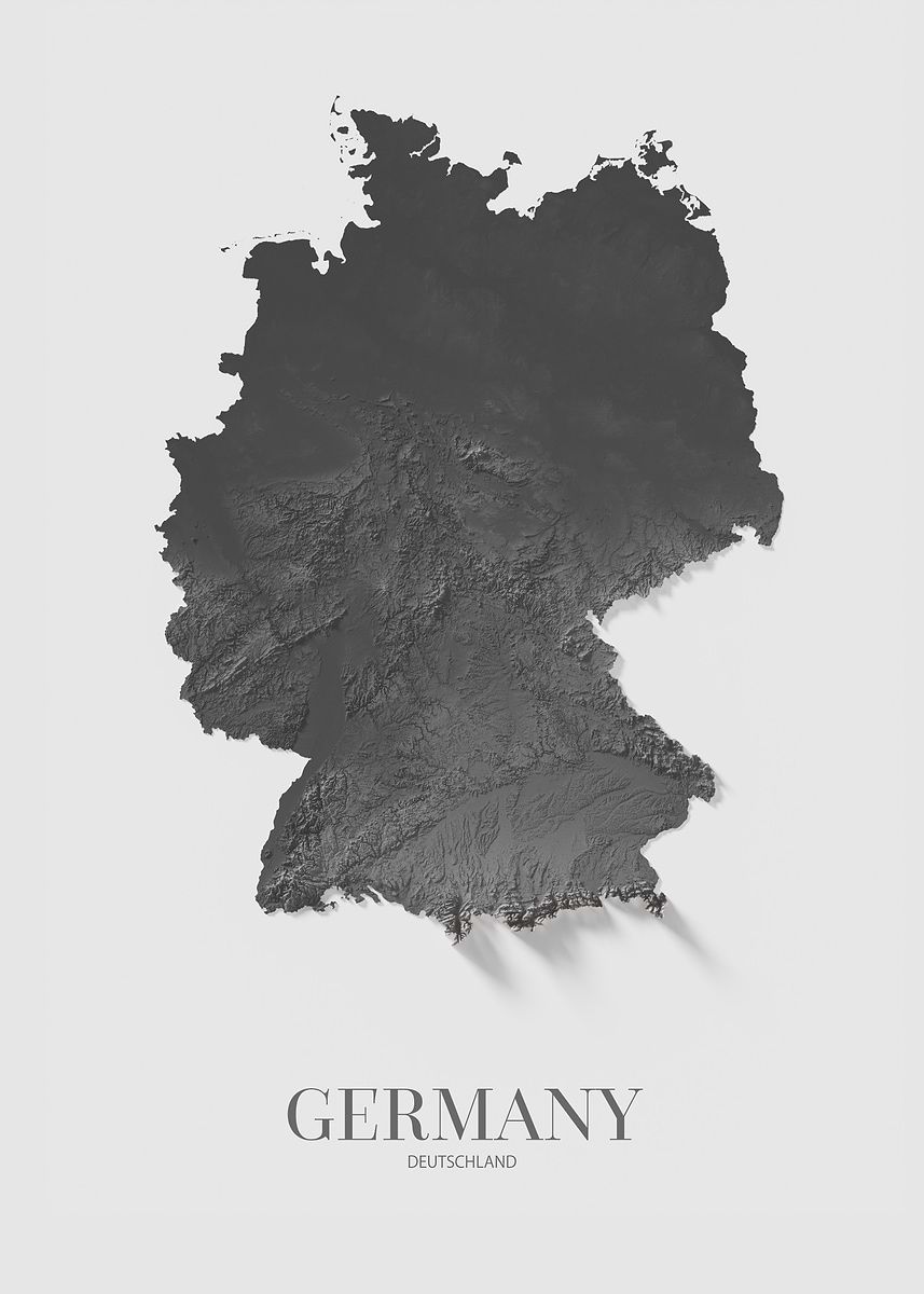 'Germany Relief Map' Poster, picture, metal print, paint by Posterium ...