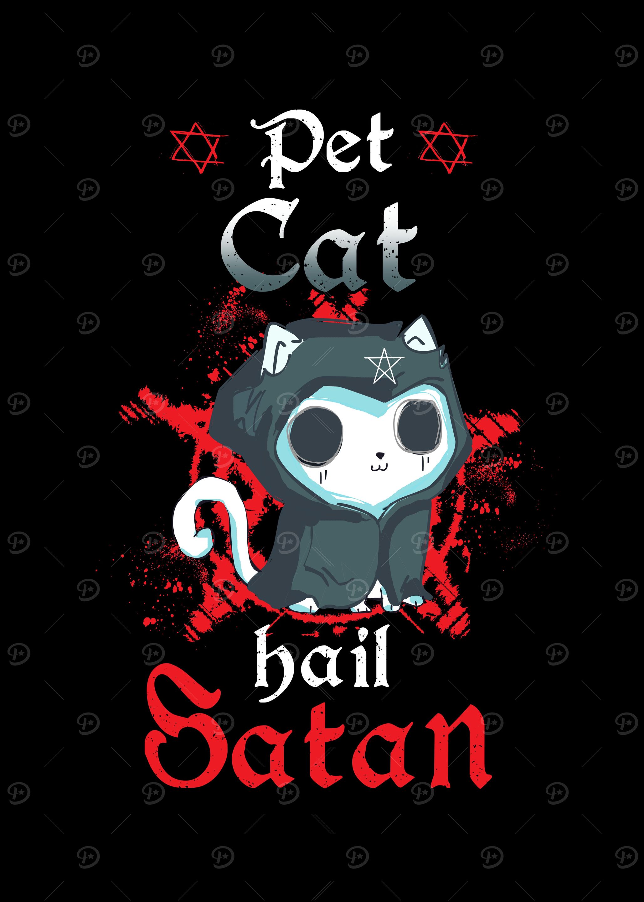 'Pet Cat Hail Satan' Poster, picture, metal print, paint by schmugo ...