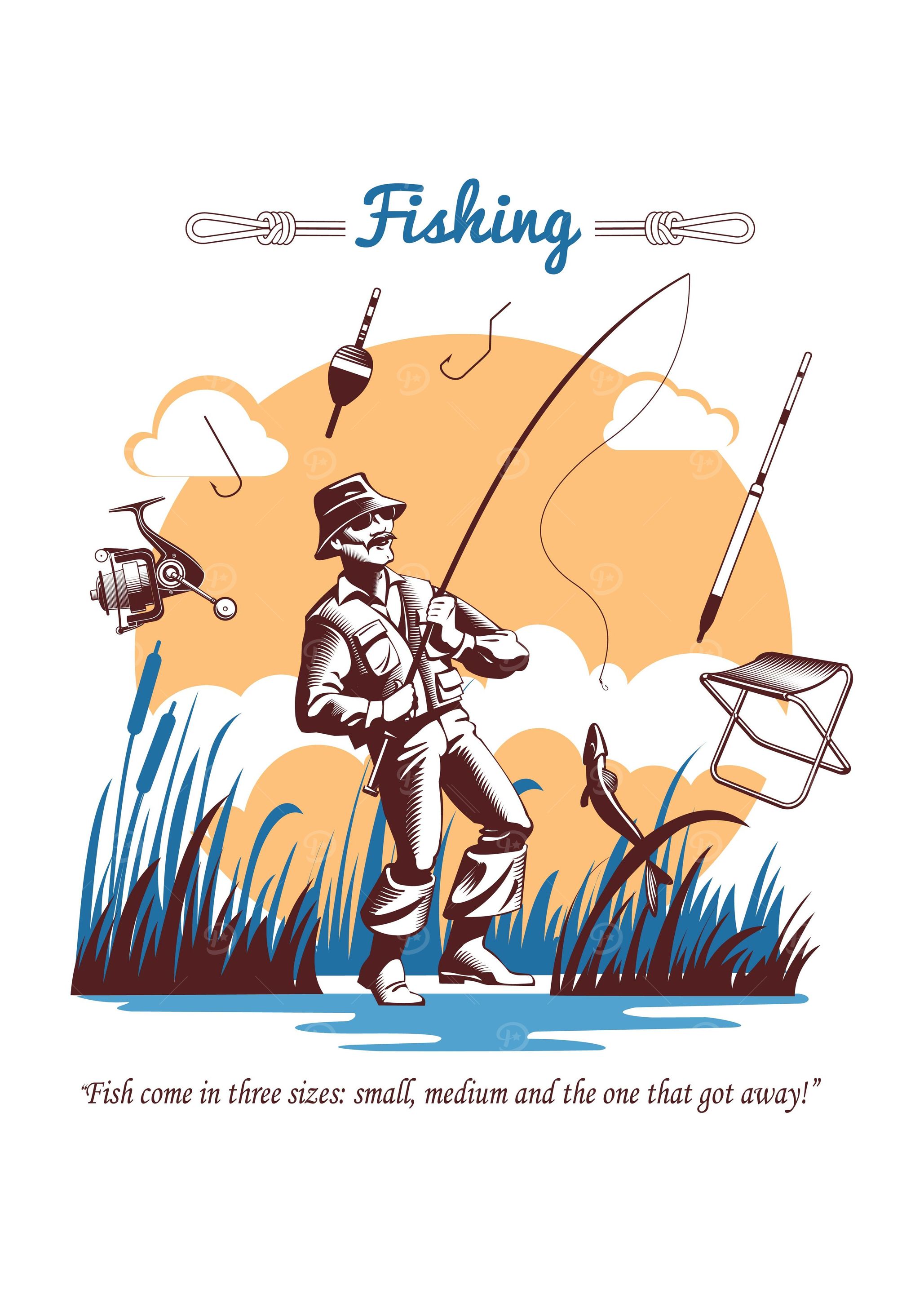 'fishing' Poster, picture, metal print, paint by Karin Studio | Displate