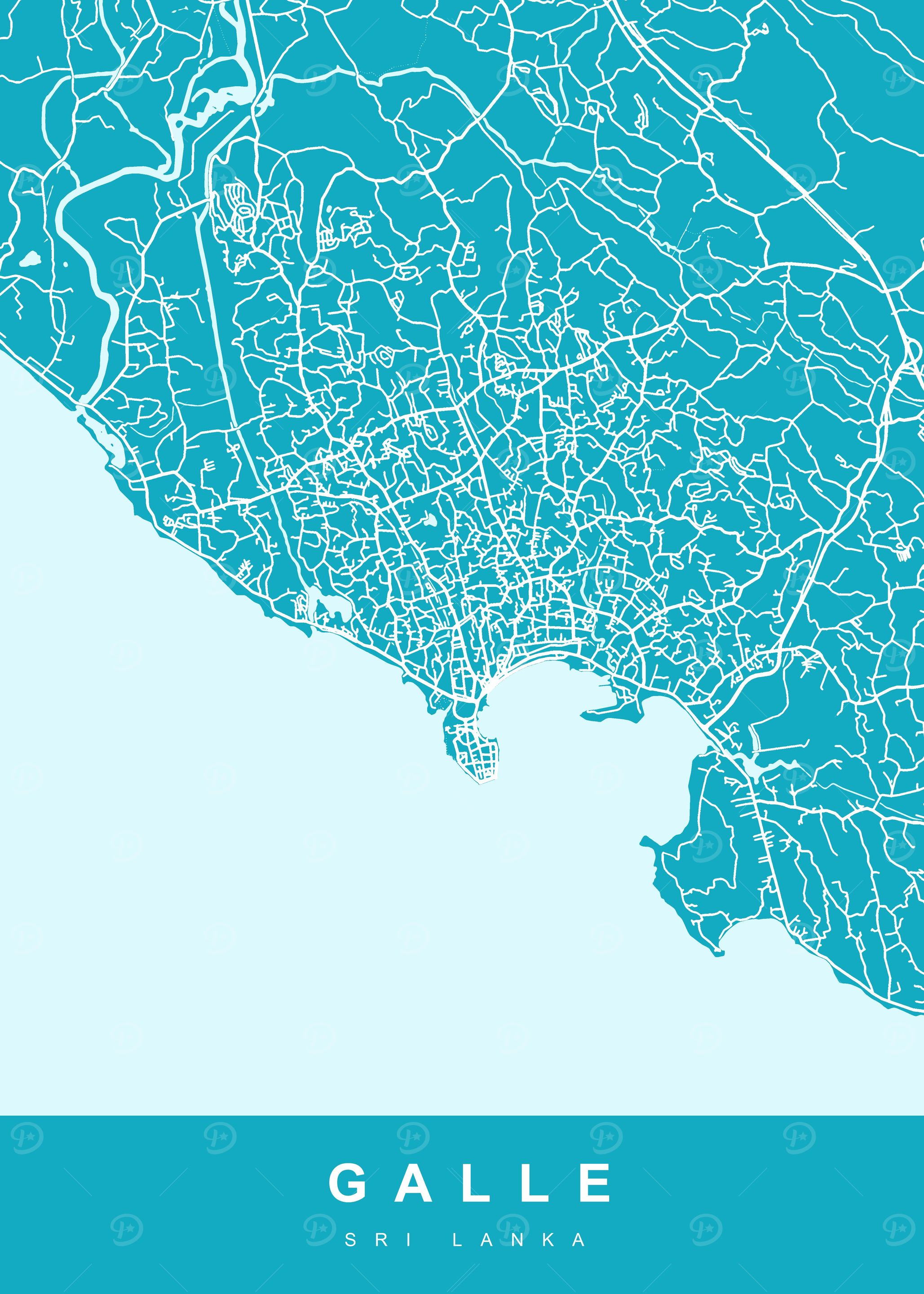 'GALLE Map SRI LANKA ' Poster, picture, metal print, paint by UrbanMaps ...