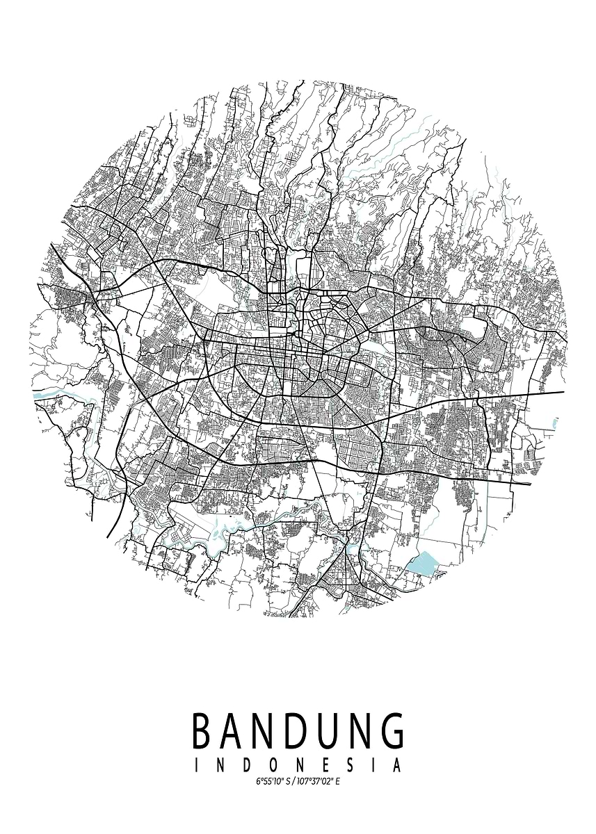 'Bandung City Map Circle' Poster, picture, metal print, paint by deMAP ...