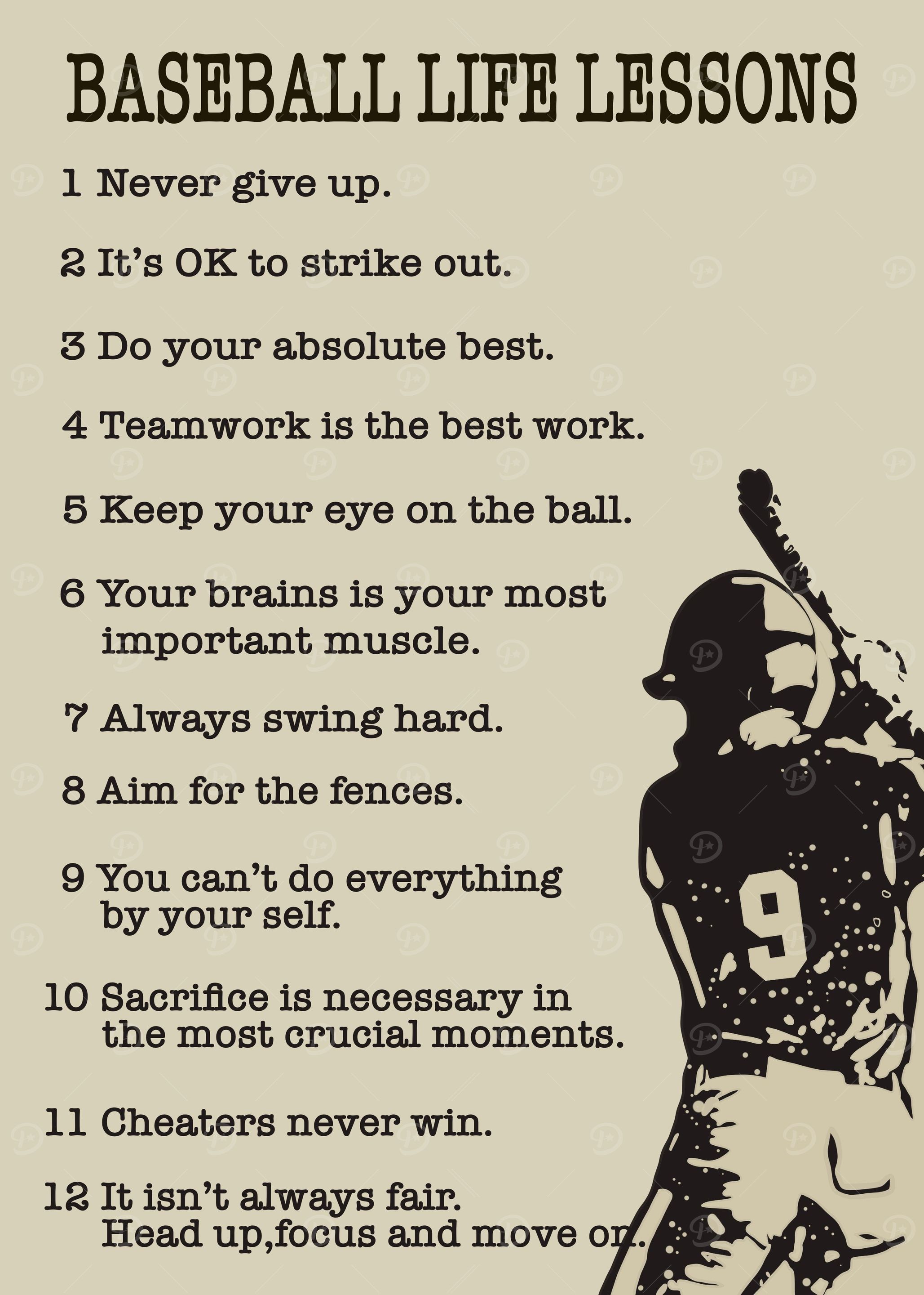 'Baseball life lessons' Poster, picture, metal print, paint by Karin ...
