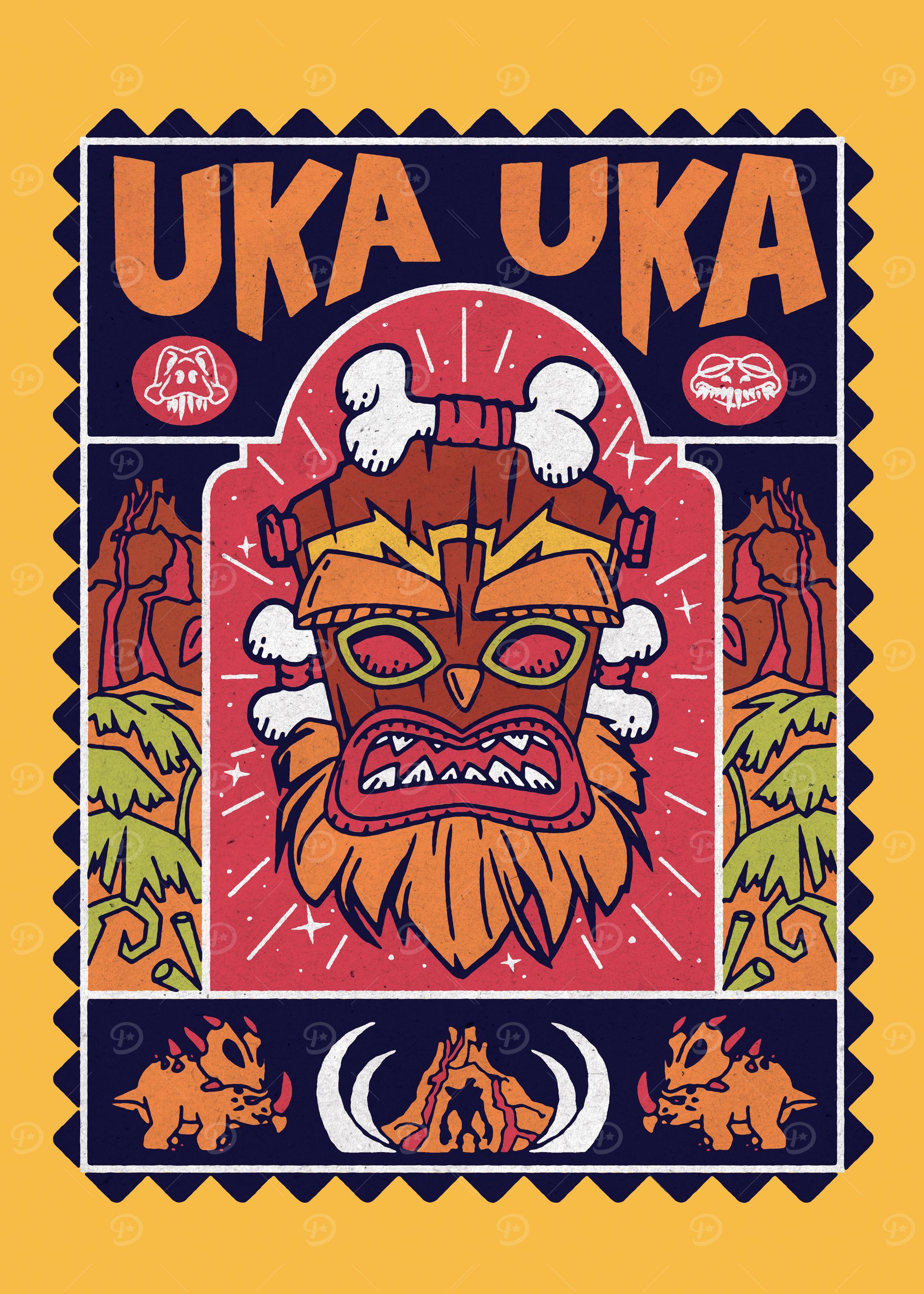 'Uka Uka' Poster, picture, metal print, paint by Crash Bandicoot | Displate
