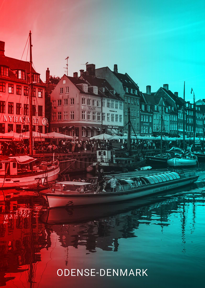 'Odense' Poster, picture, metal print, paint by INDO ART | Displate