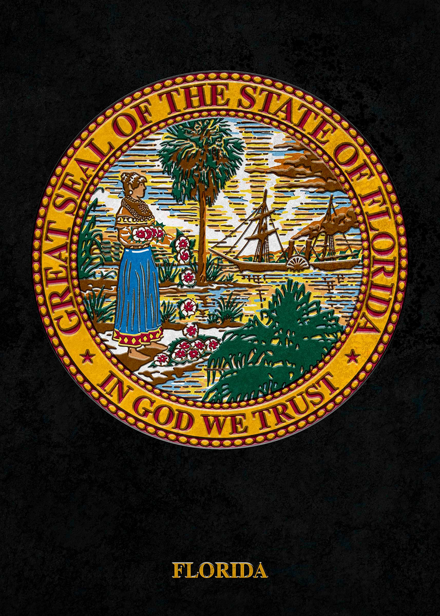 'Seal of Florida' Poster, picture, metal print, paint by Ferit Kurt ...
