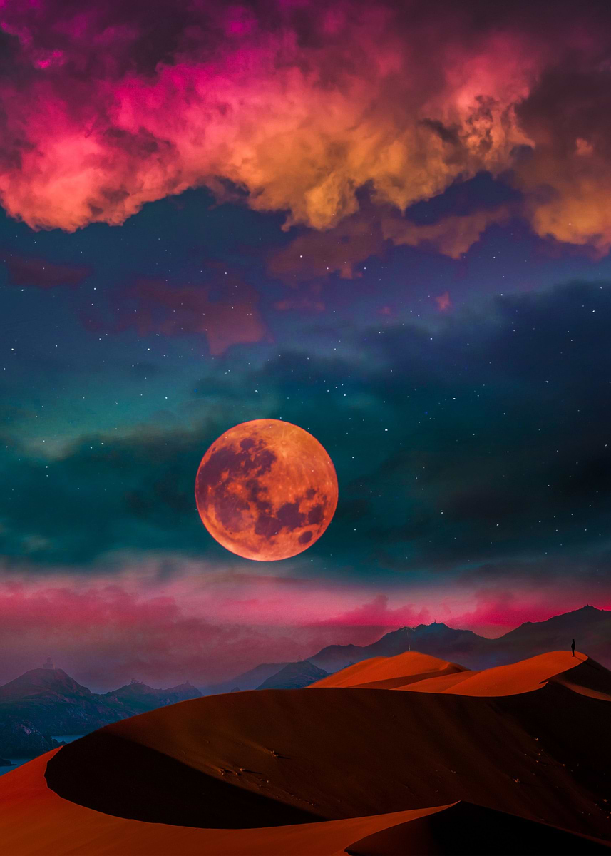 'Red Moon' Poster, picture, metal print, paint by Surreal Gradients ...