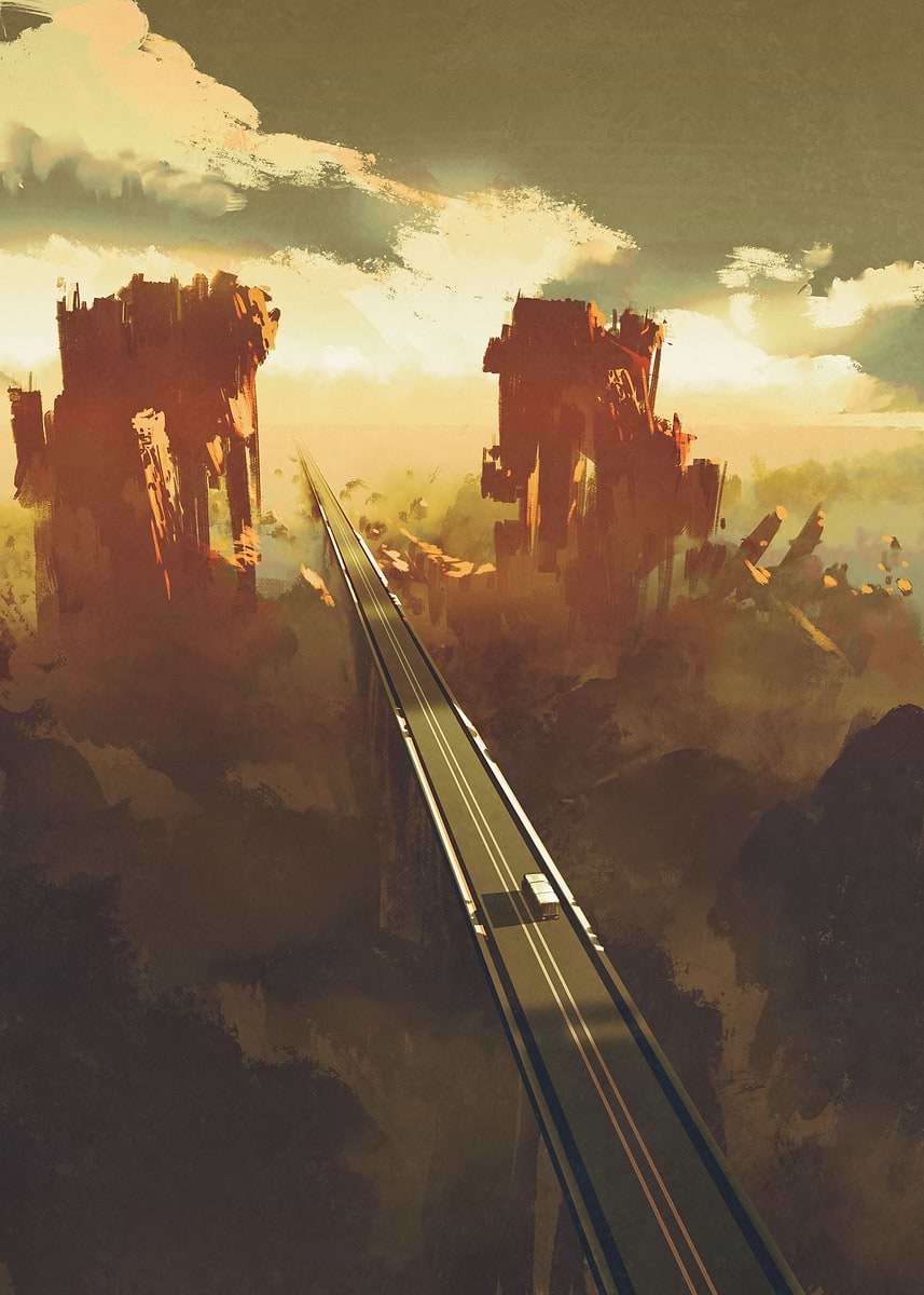 'the long and lonely road' Poster, picture, metal print, paint by ...