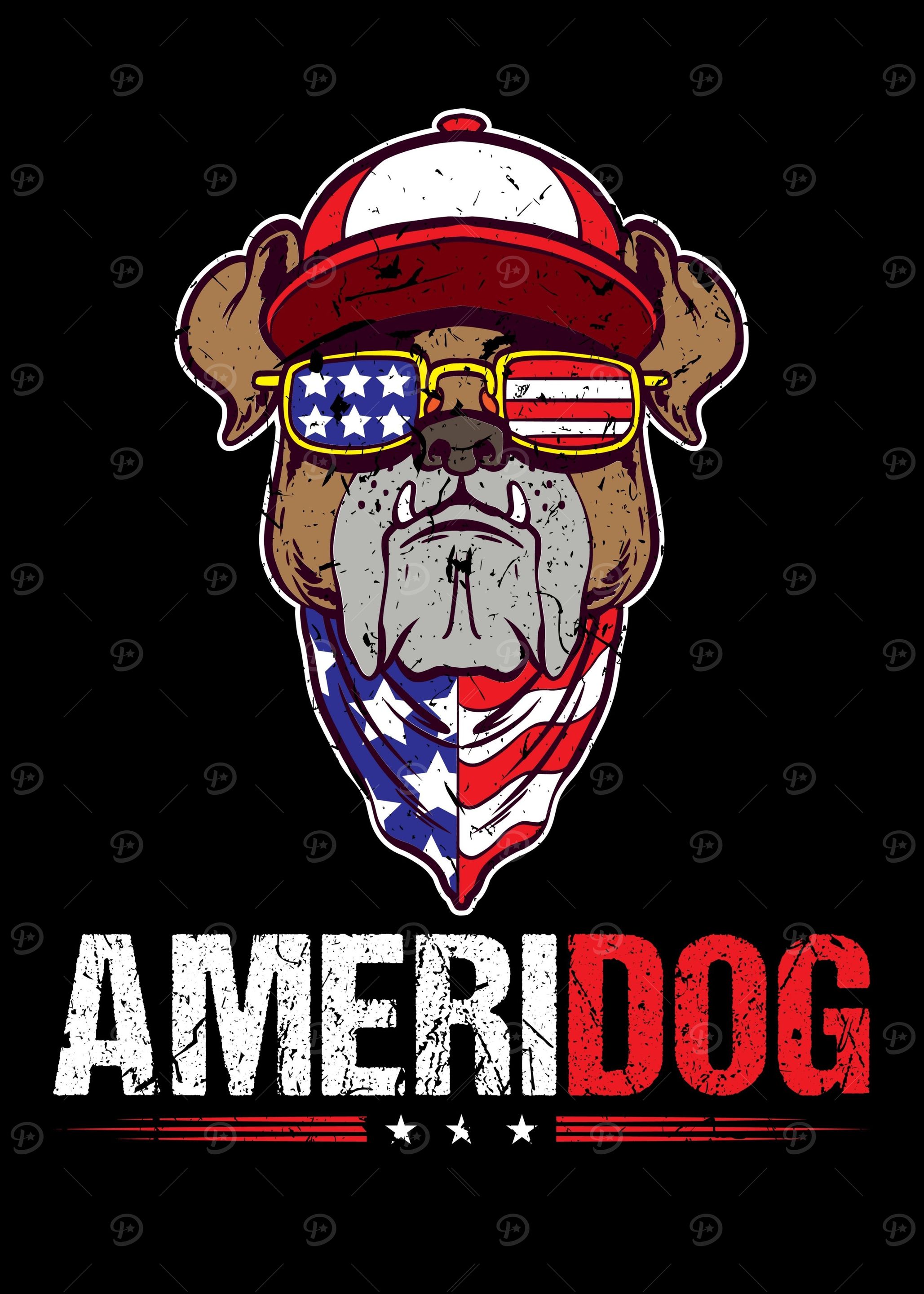 'Pitbull Dog USA Flag' Poster, picture, metal print, paint by ...