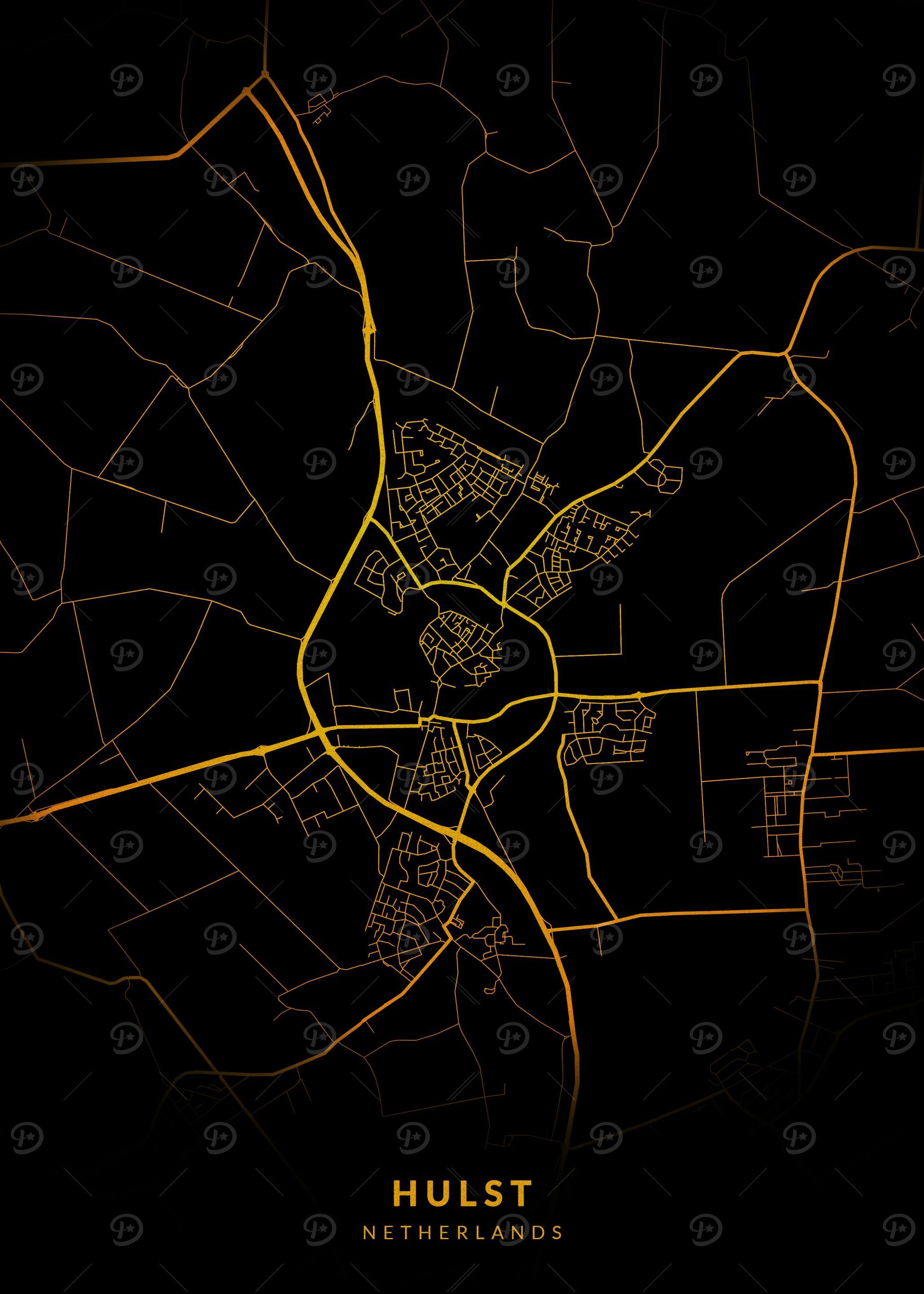 'Hulst City Map' Poster, picture, metal print, paint by Trulaf Design ...