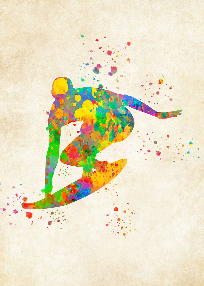 'Windsurfing watercolor' Poster, picture, metal print, paint by Ollie ...