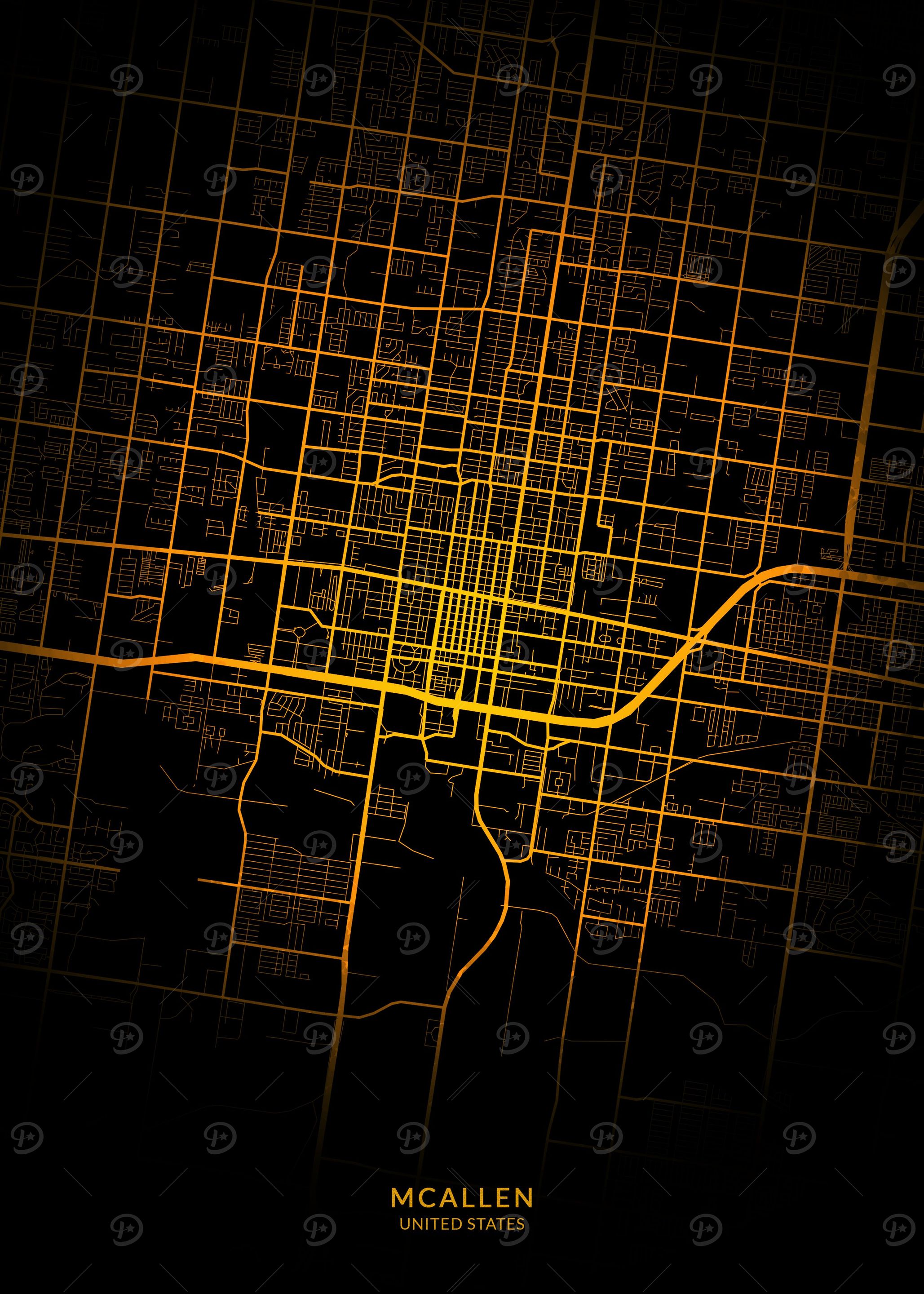 'McAllen USA City Map' Poster, picture, metal print, paint by Trulaf ...