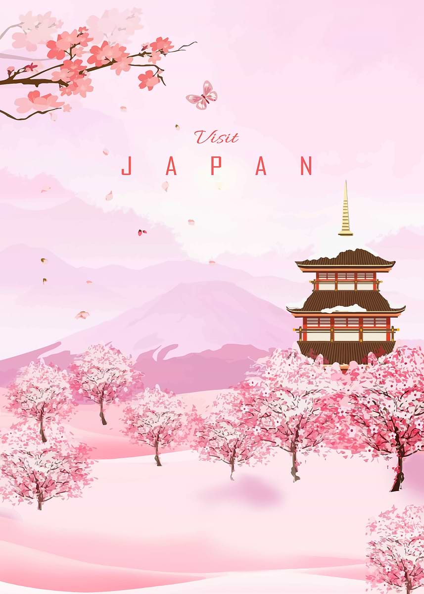 'Visit Japan' Poster, picture, metal print, paint by Nature Posters ...
