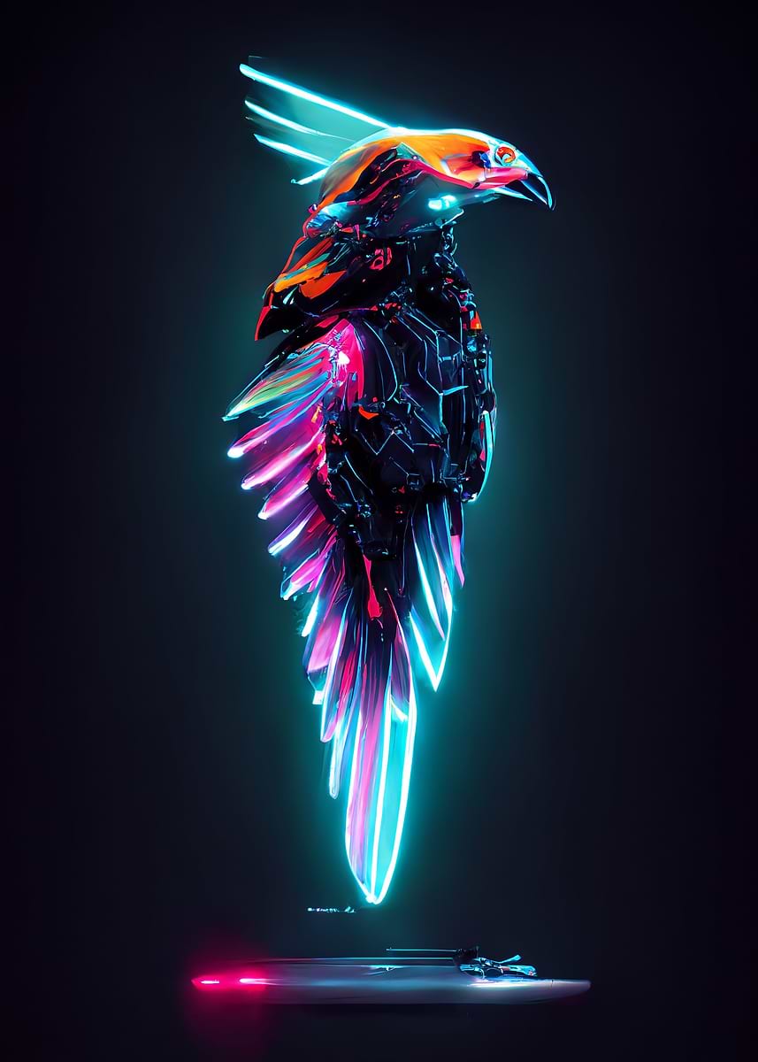 'Cyber Neon Hawk' Poster, picture, metal print, paint by FusionDesigns ...